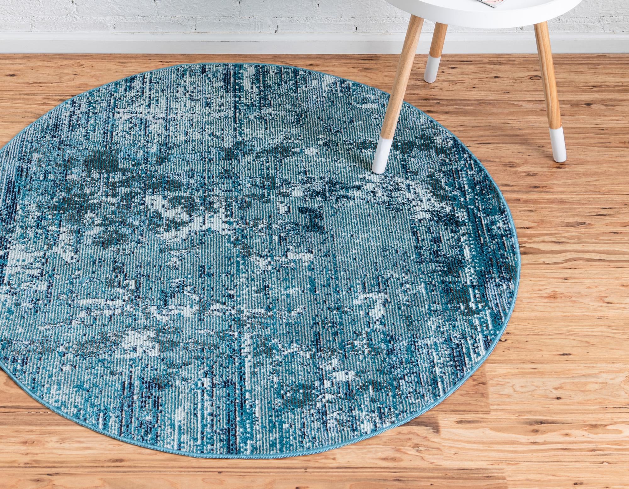 Blue 7' x 7' Starlight Round Rug | Rugs.com