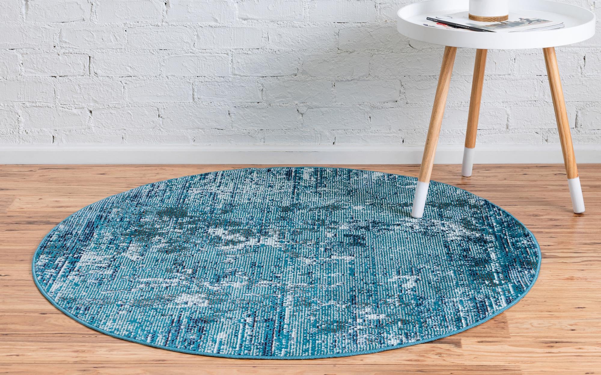 Blue 7' x 7' Starlight Round Rug | Rugs.com