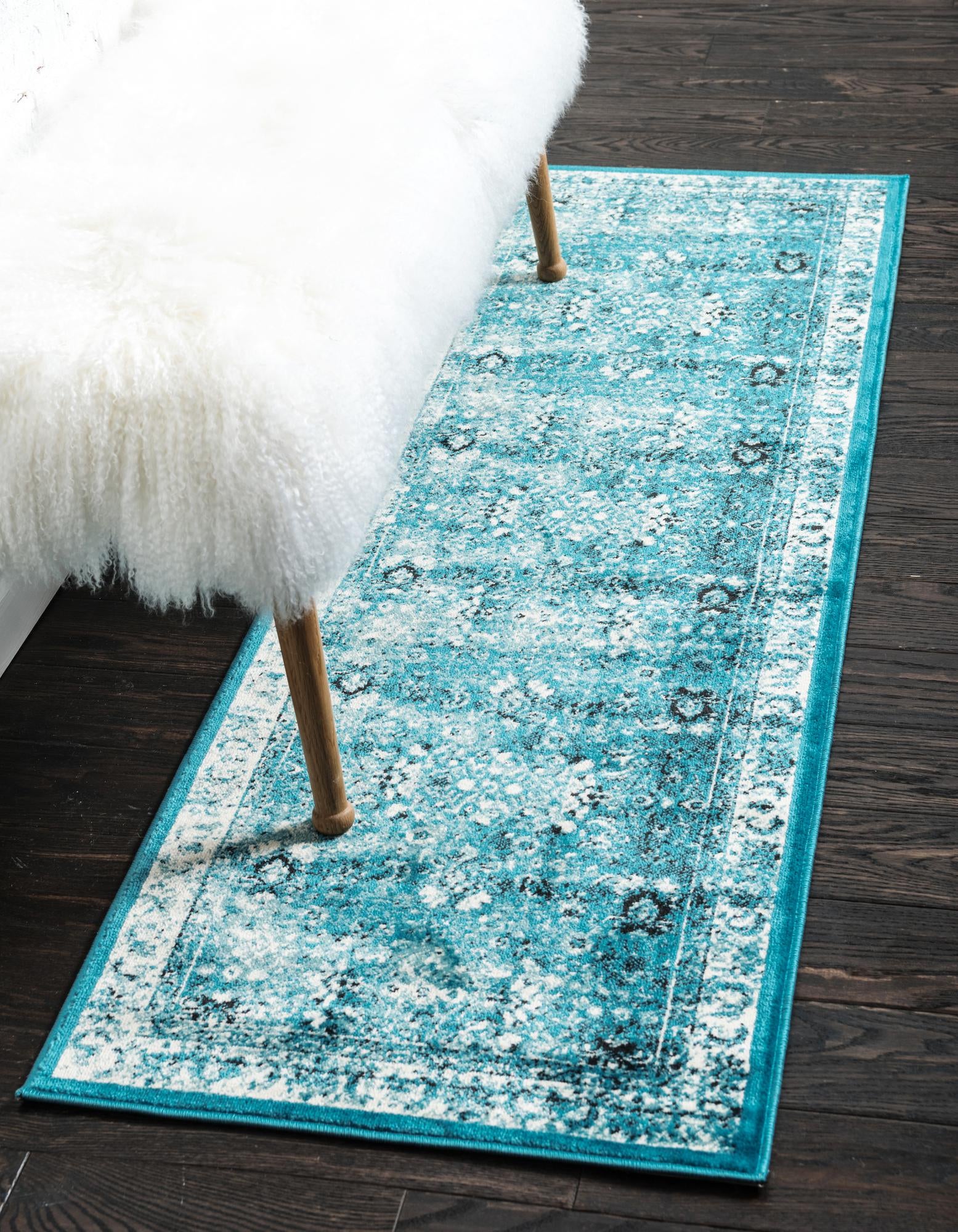 Blue 2' x 6' Lattice Trellis Runner Rug | Rugs.com