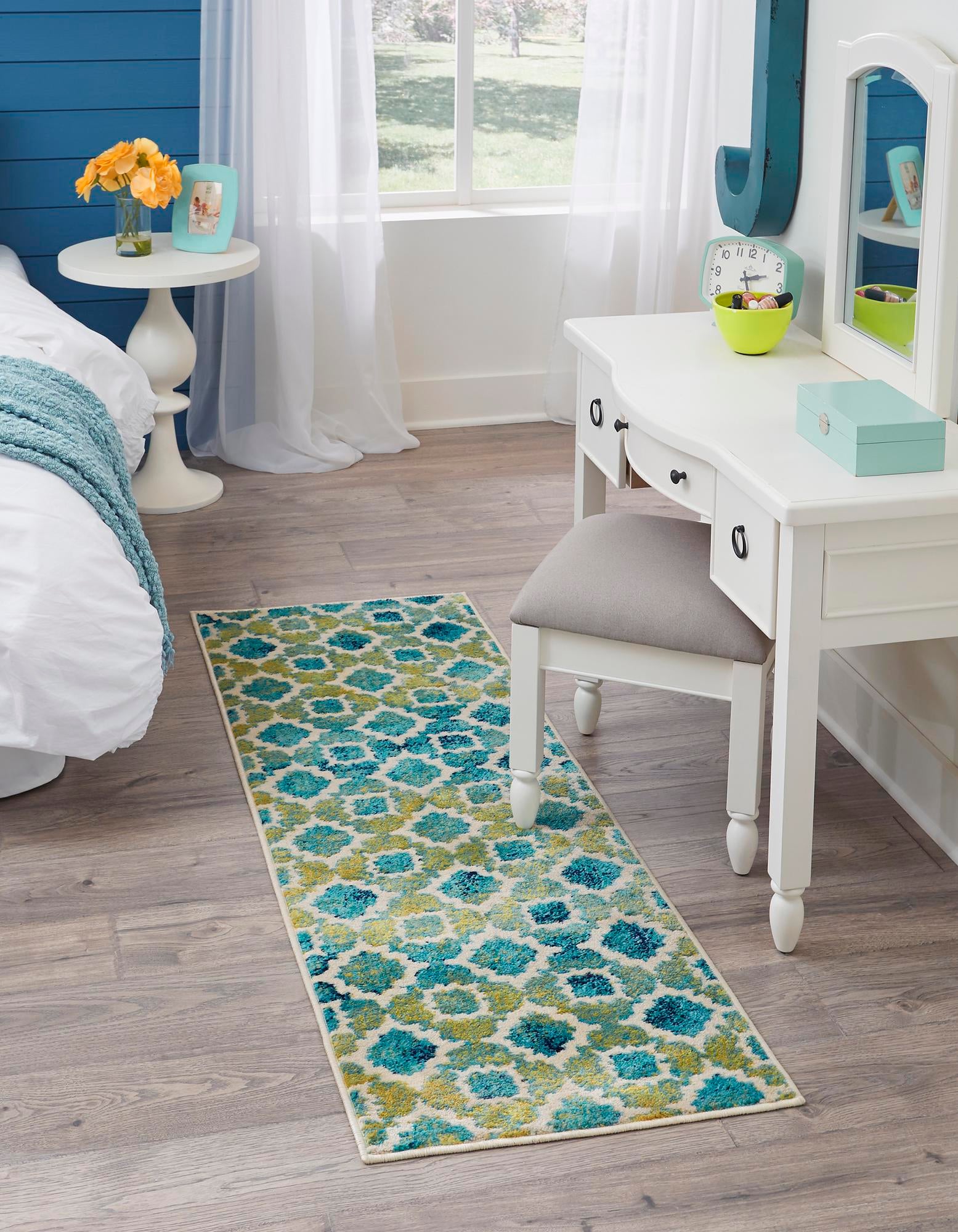 Blue 2' x 6' Azalea Runner Rug | Rugs.com