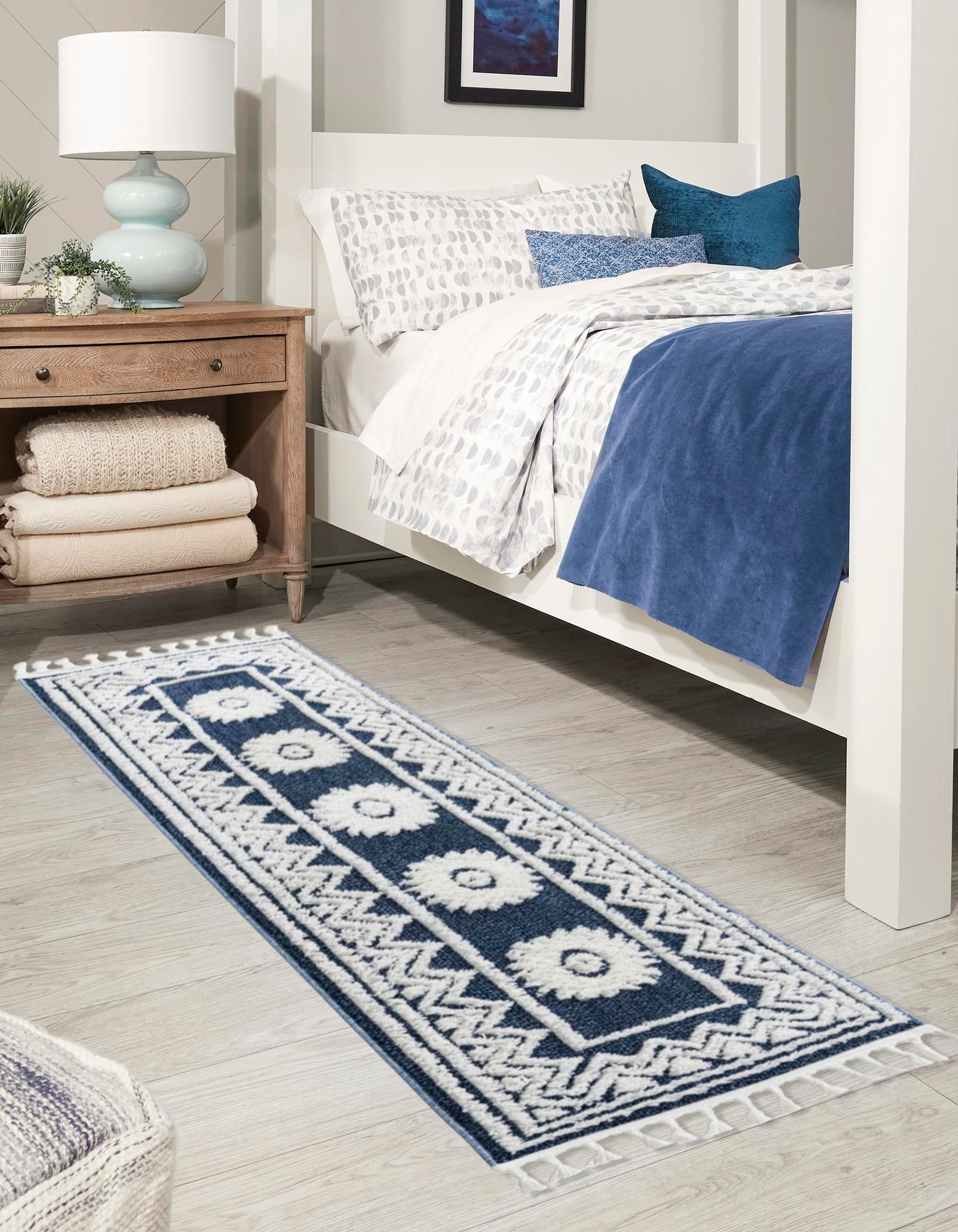 Blue 2' 7 x 12' Boho Runner Rug | Rugs.com
