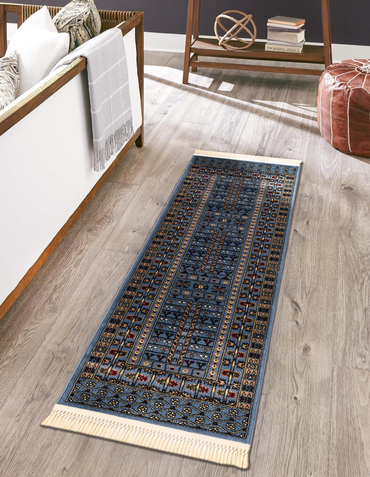 Blue 2' x 6' Bokhara Runner Rug | Rugs.com