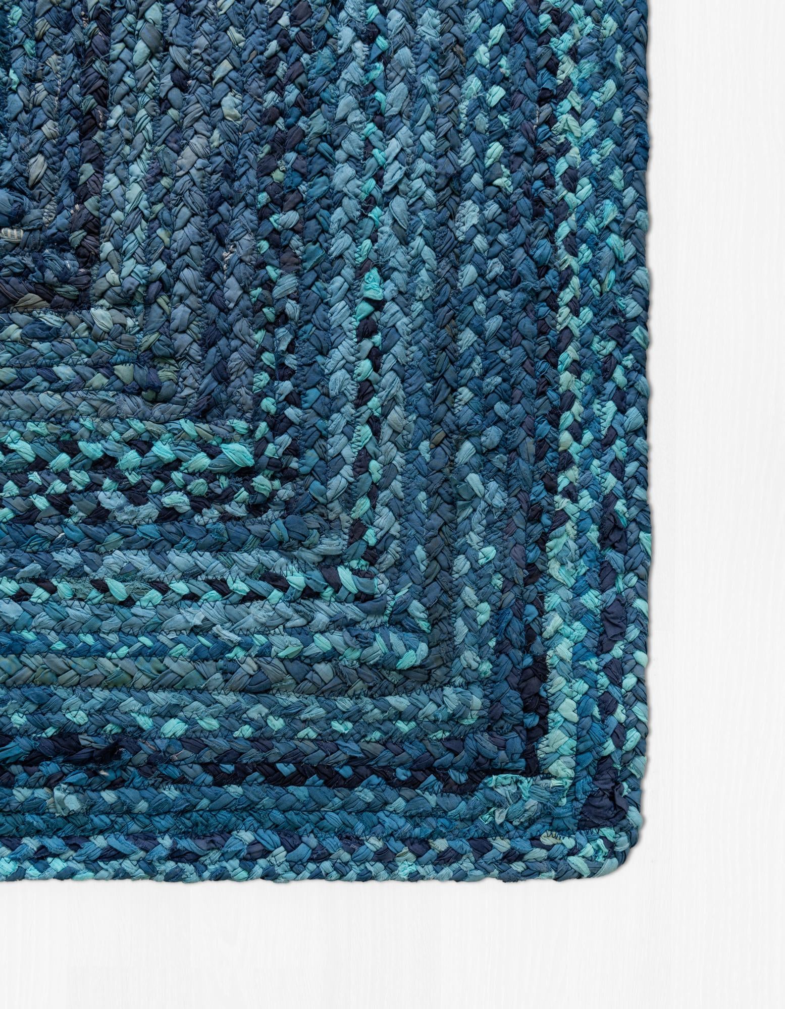 Blue 2' 6 x 6' 1 Hand Braided Chindi Runner Rug | Rugs.com