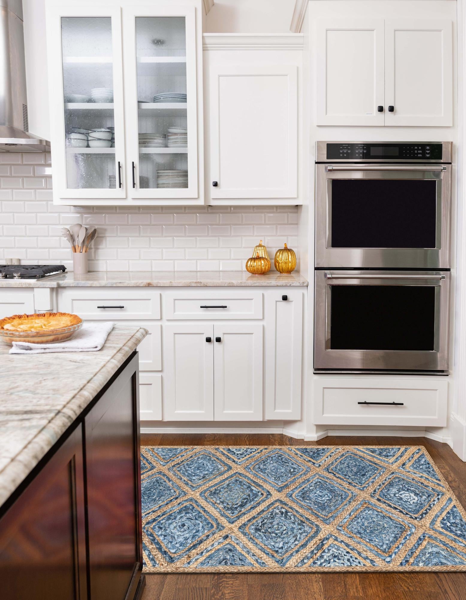 Blue 2' 7 x 6' 1 Hand Braided Jute Runner Rug | Rugs.com