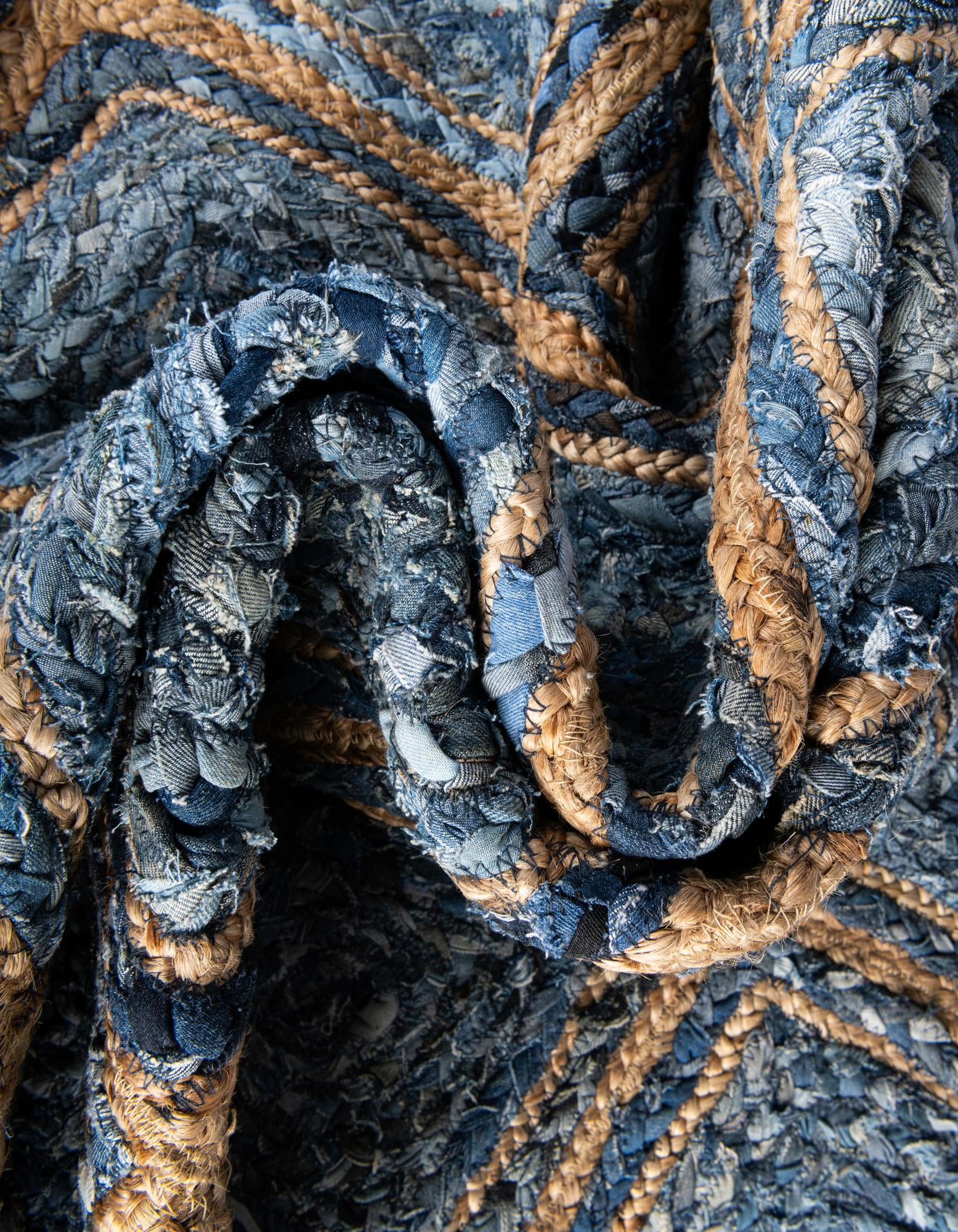 Blue 2' 7 x 6' 1 Hand Braided Jute Runner Rug | Rugs.com