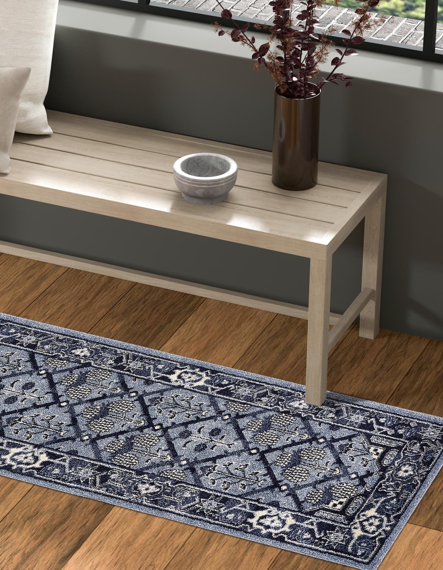 Blue 2' x 6' Miranda Runner Rug | Rugs.com