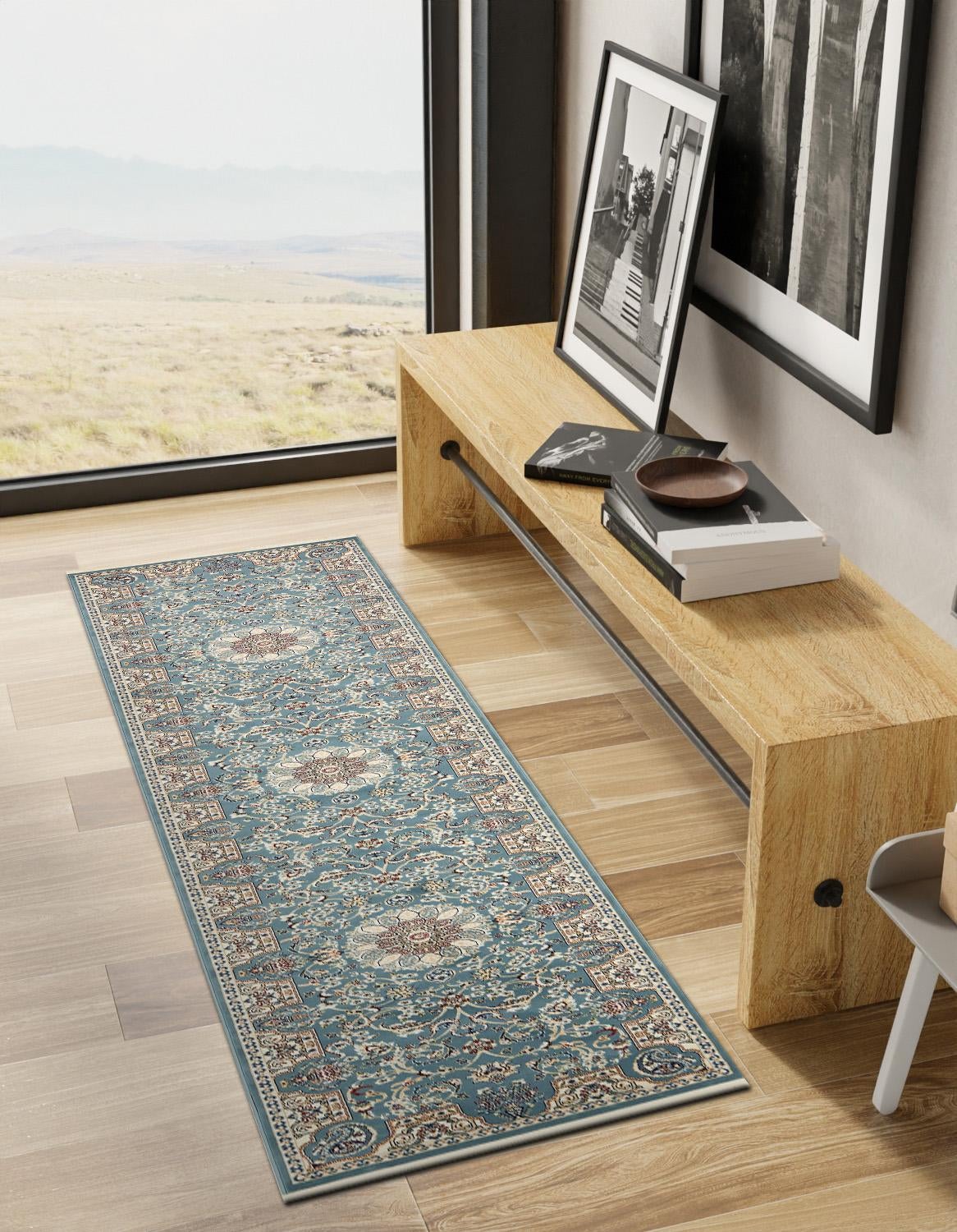 Blue 3' x 13' Nain Design Runner Rug | Rugs.com