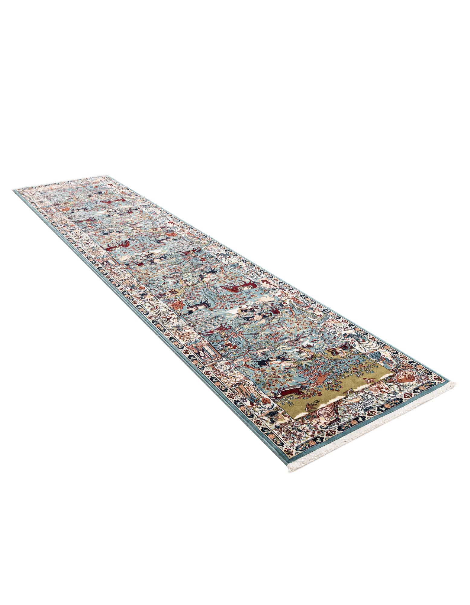 Blue 3' x 13' Nain Design Runner Rug | Rugs.com