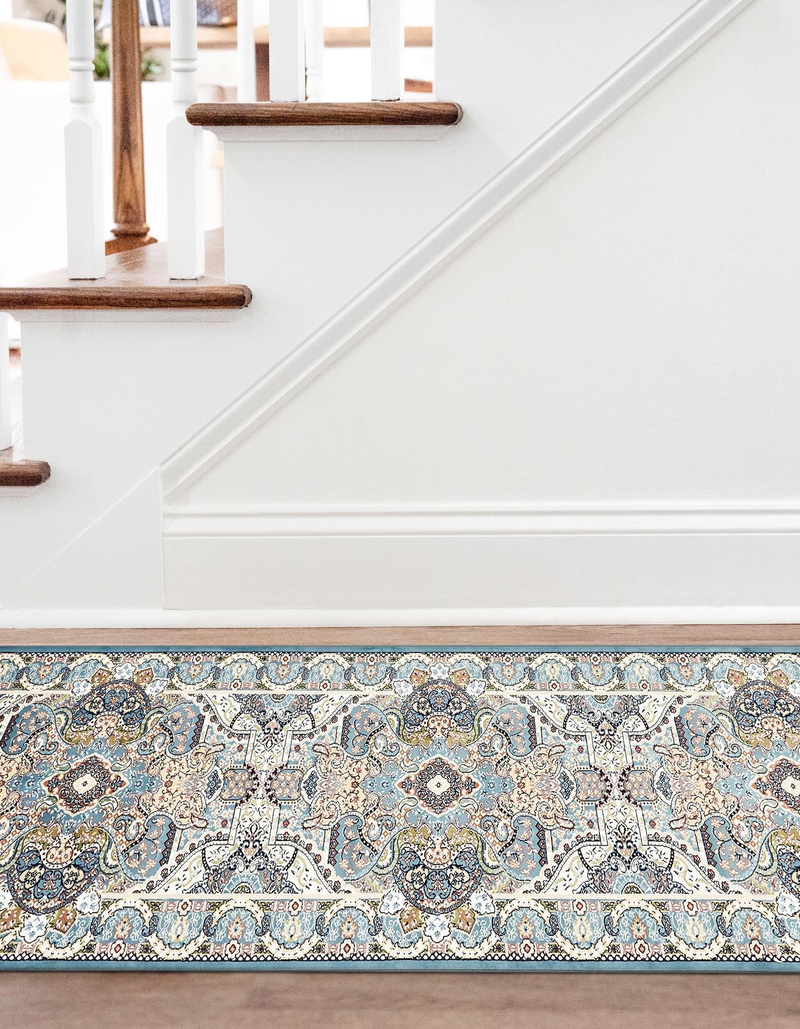 Blue 3' x 13' Nain Design Runner Rug | Rugs.com