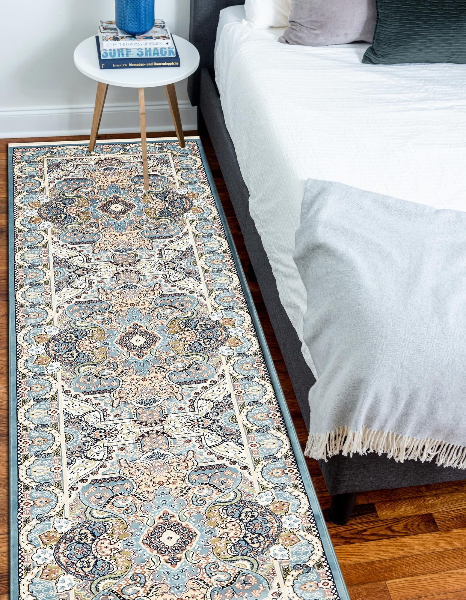 Blue 3' x 13' Nain Design Runner Rug | Rugs.com