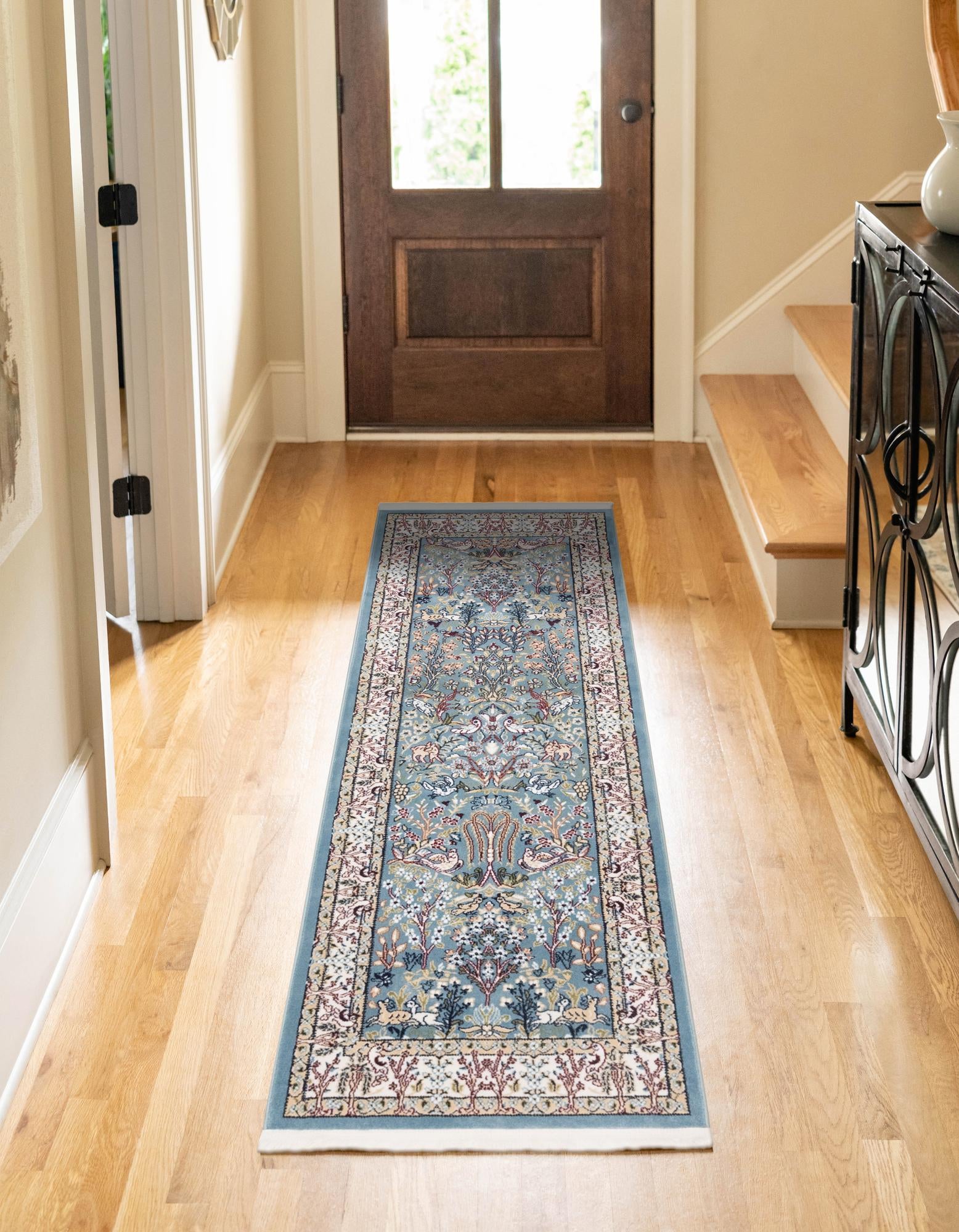 Blue 2' 7 x 6' Nain Design Runner Rug | Rugs.com