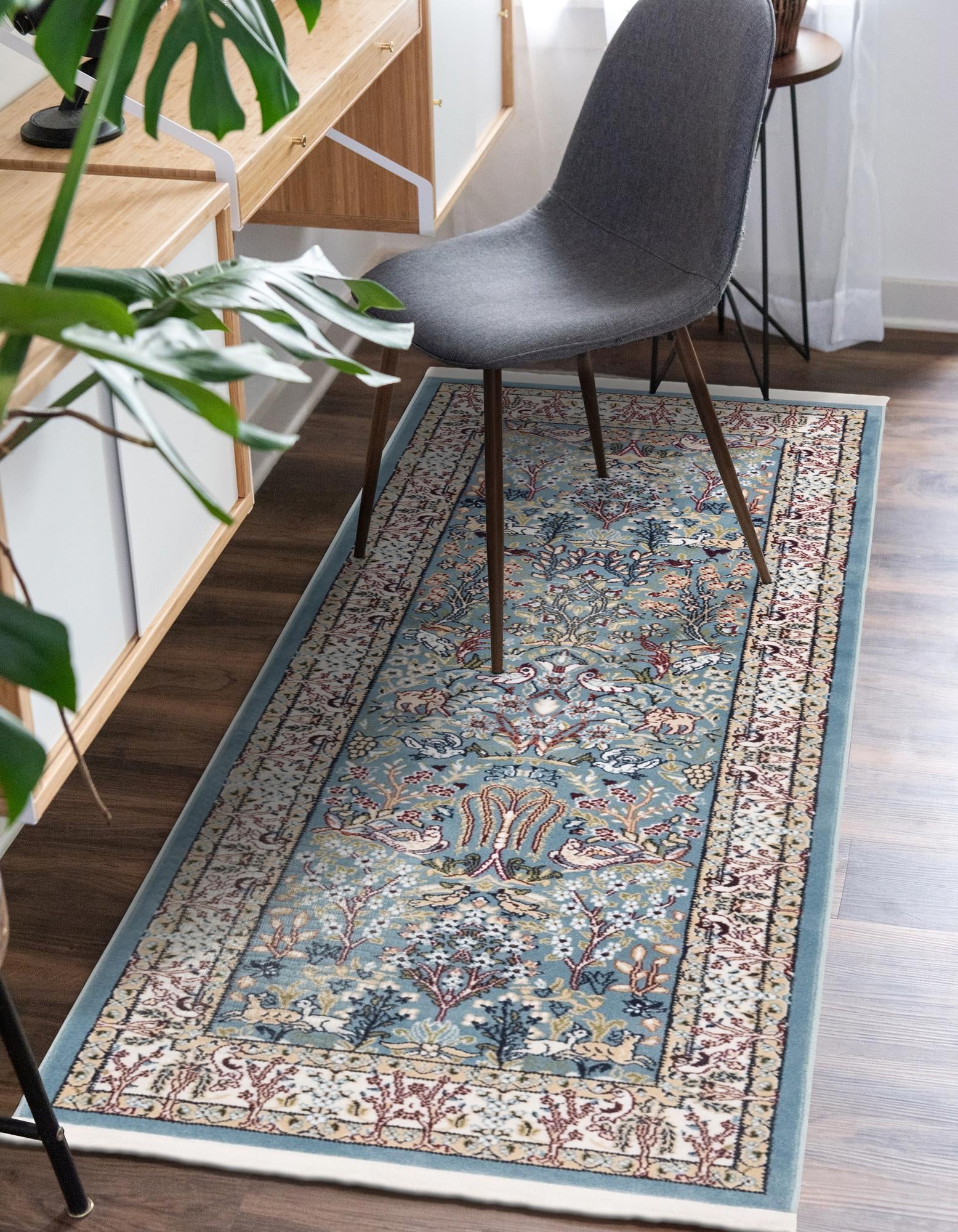 Blue 2' 7 x 6' Nain Design Runner Rug | Rugs.com