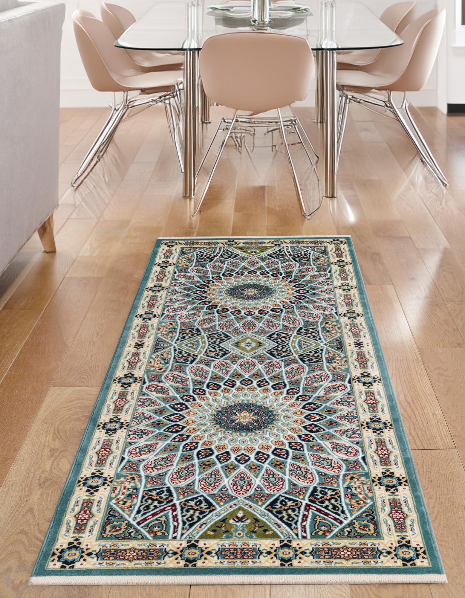 Blue 2' 6 x 8' Nain Design Runner Rug | Rugs.com