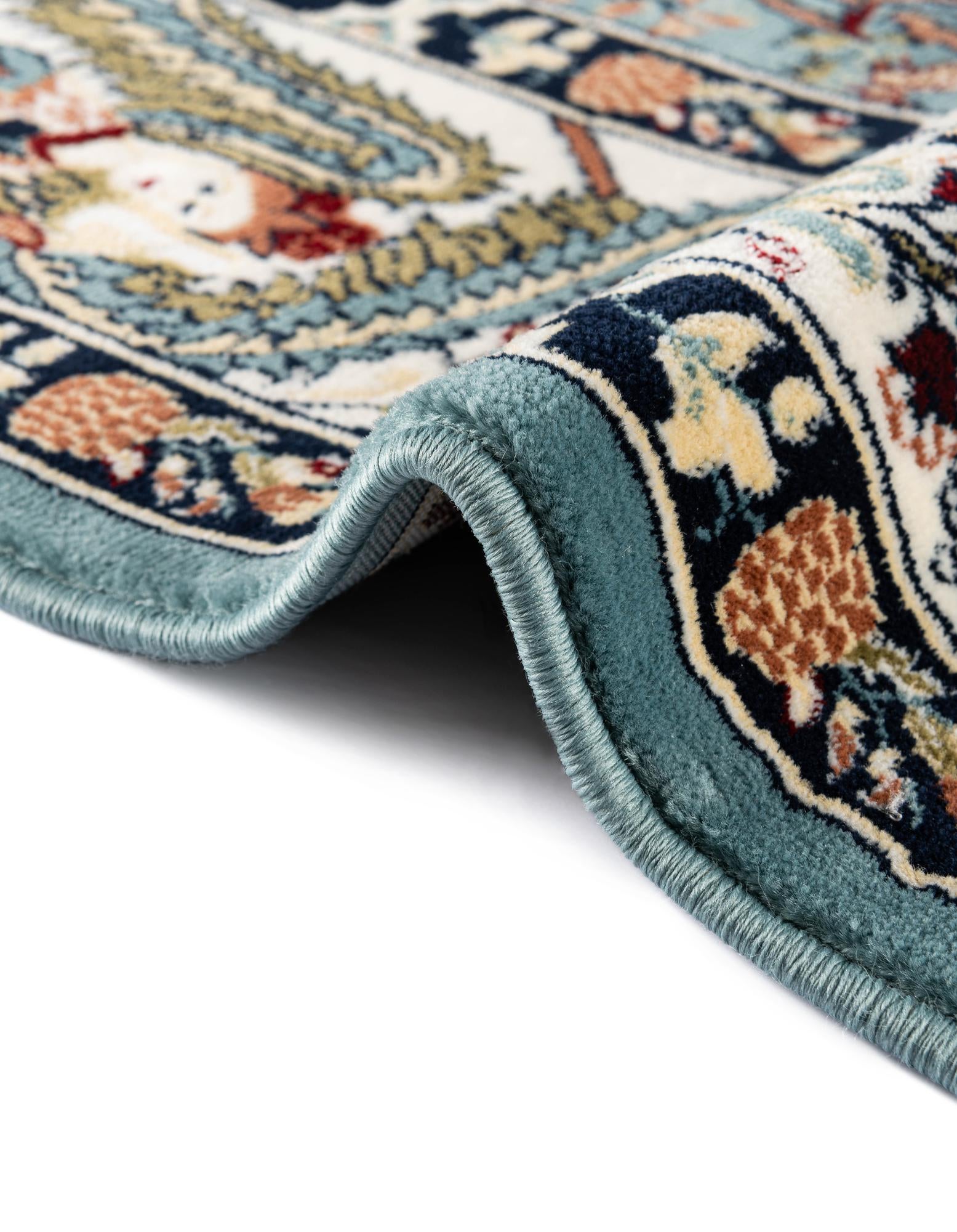 Blue 2' 6 x 8' Nain Design Runner Rug | Rugs.com