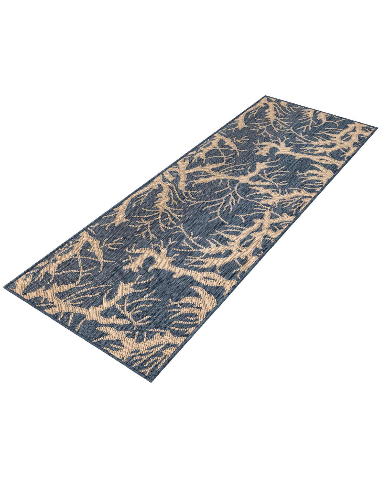 Blue 2' x 6' Botanical Indoor / Outdoor Runner Rug | Rugs.com