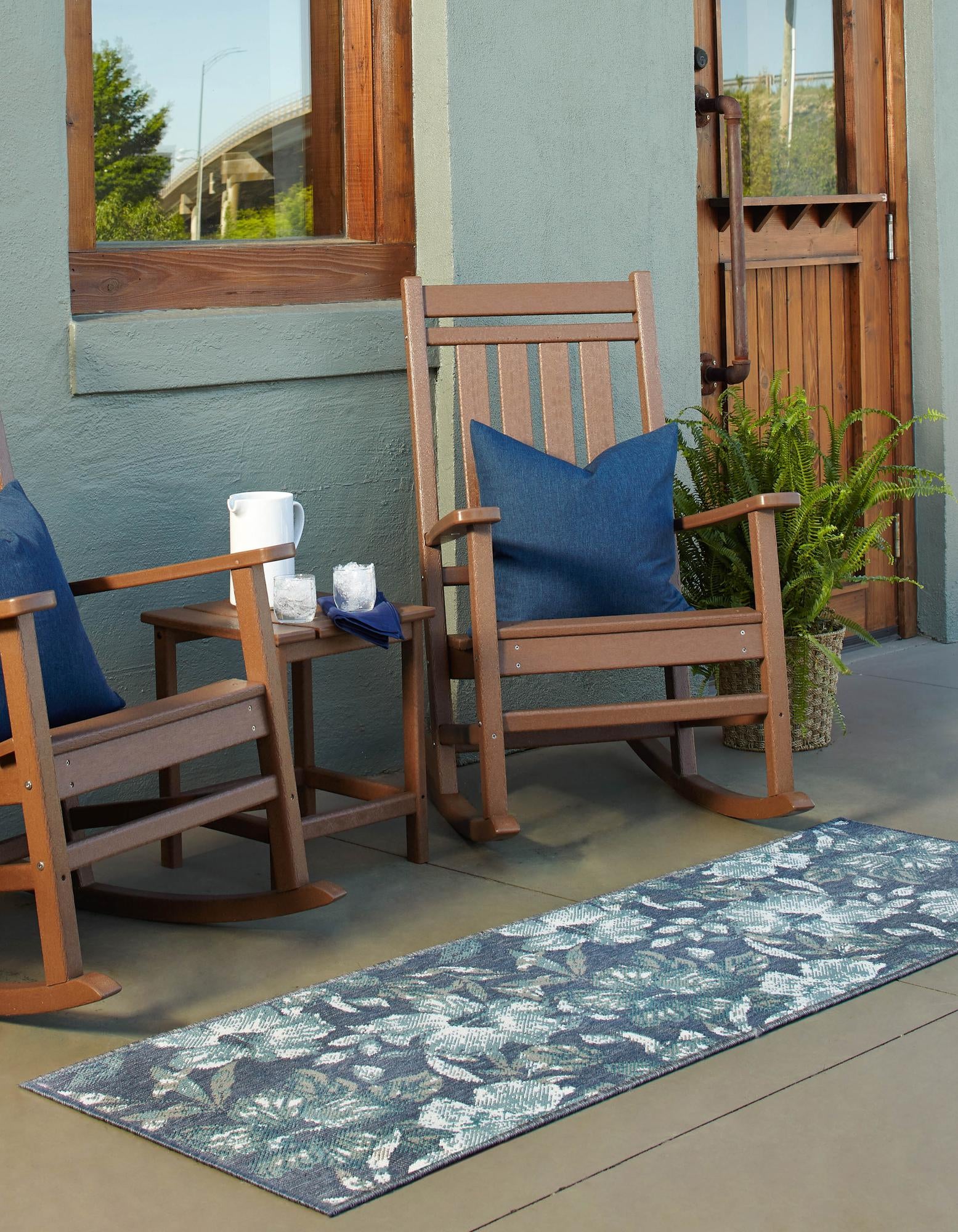 Blue 2' x 6' Coastal Indoor / Outdoor Runner Rug | Rugs.com