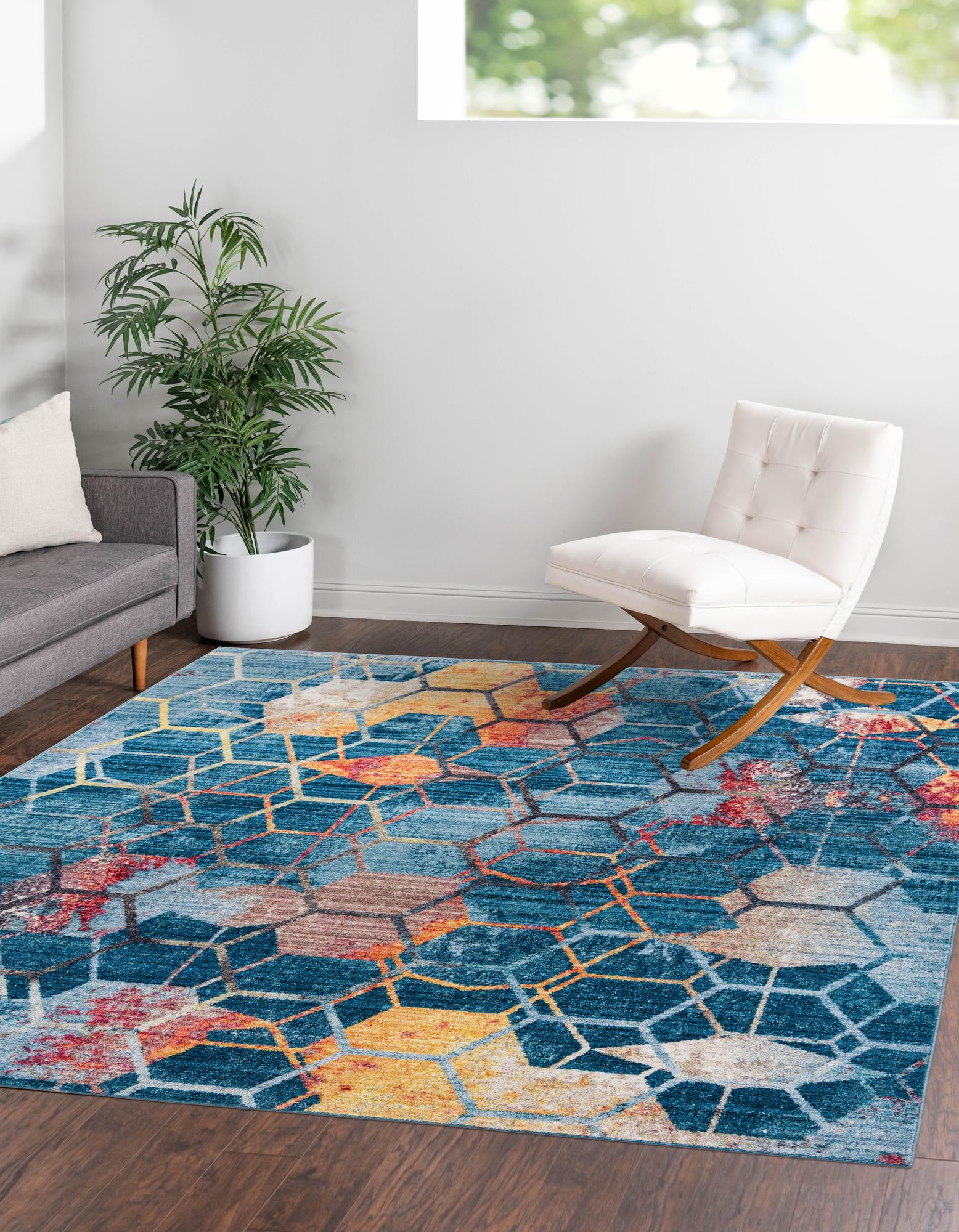 Blue 8' x 8' Andromeda Square Rug | Rugs.com