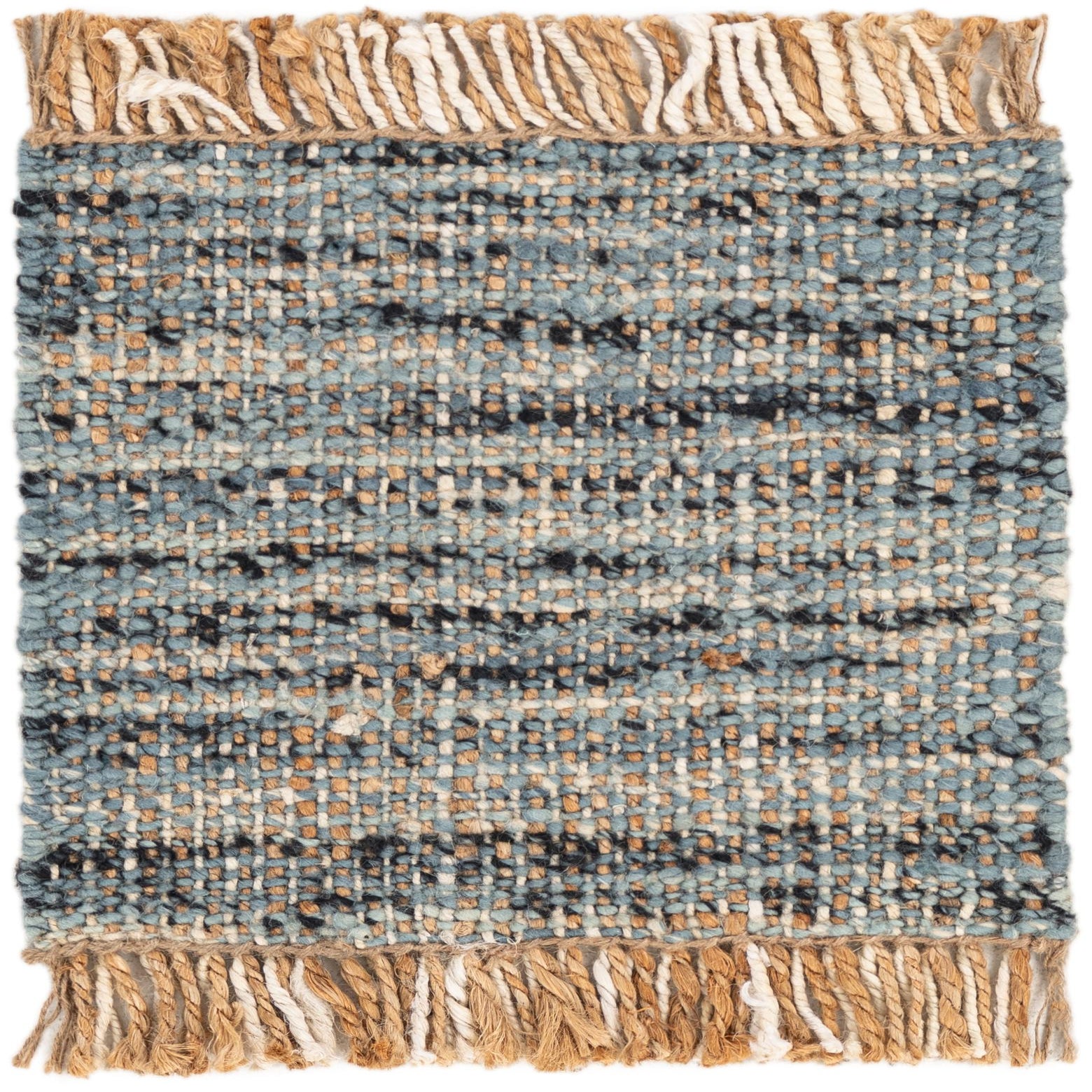 Blue 1' 6 x 1' 6 Hand Braided Jute Square Rug | Rugs.com