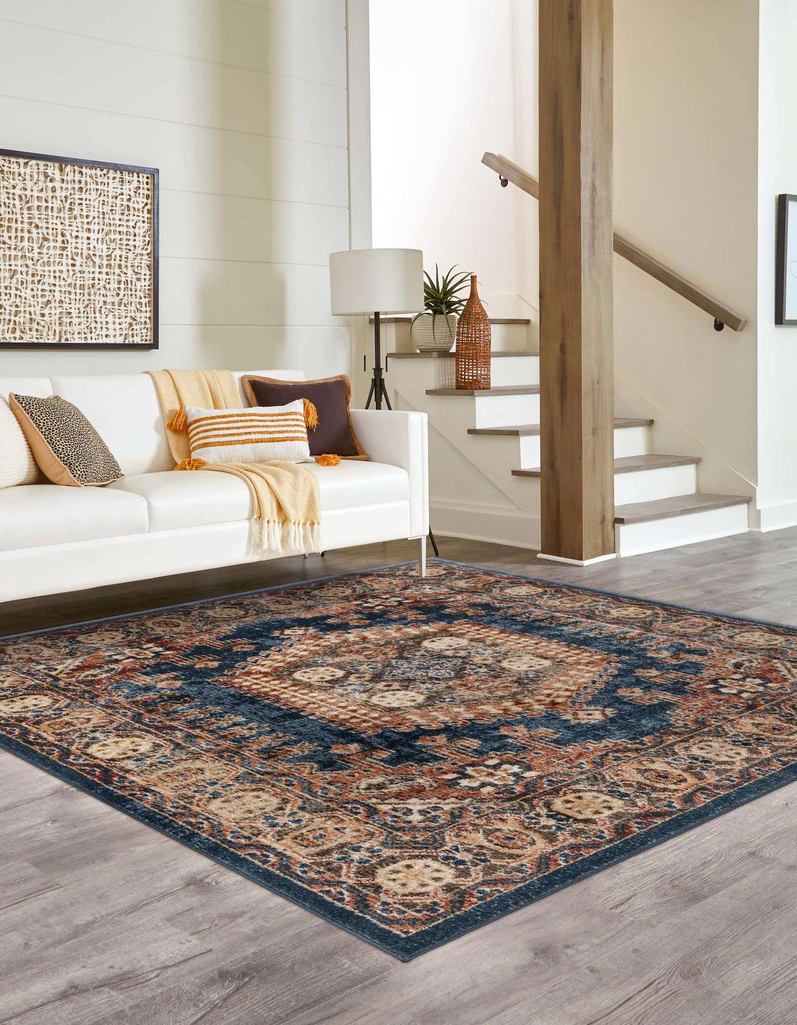 Blue 7' 10 x 7' 10 Eden Square Rug | Rugs.com