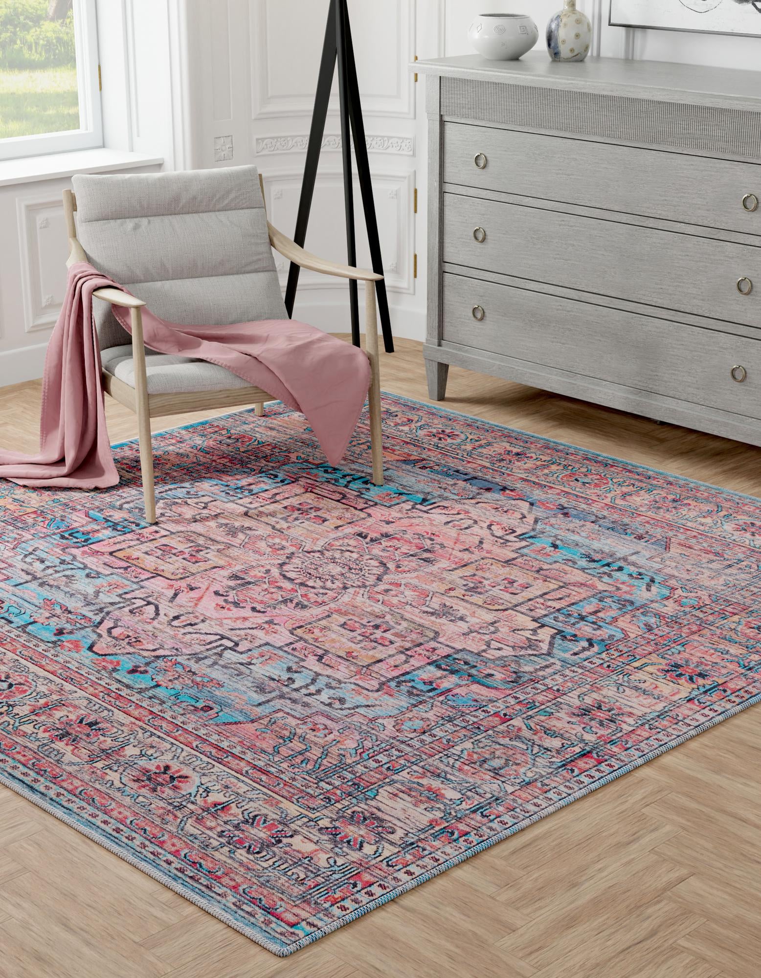 Blue 10' 6 x 10' 6 Washable Maahru Square Rug | Rugs.com