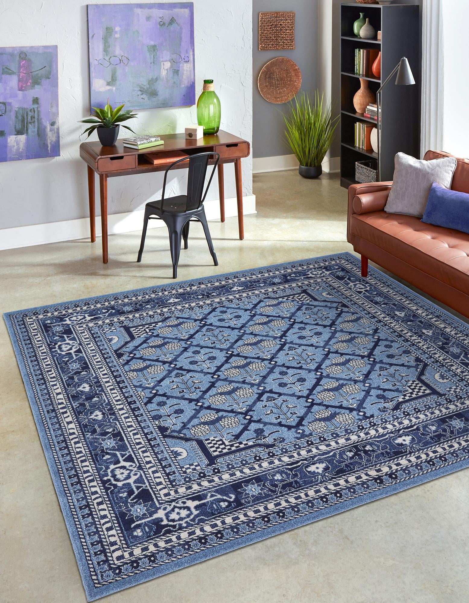 Blue 7' 10 x 7' 10 Miranda Square Rug | Rugs.com