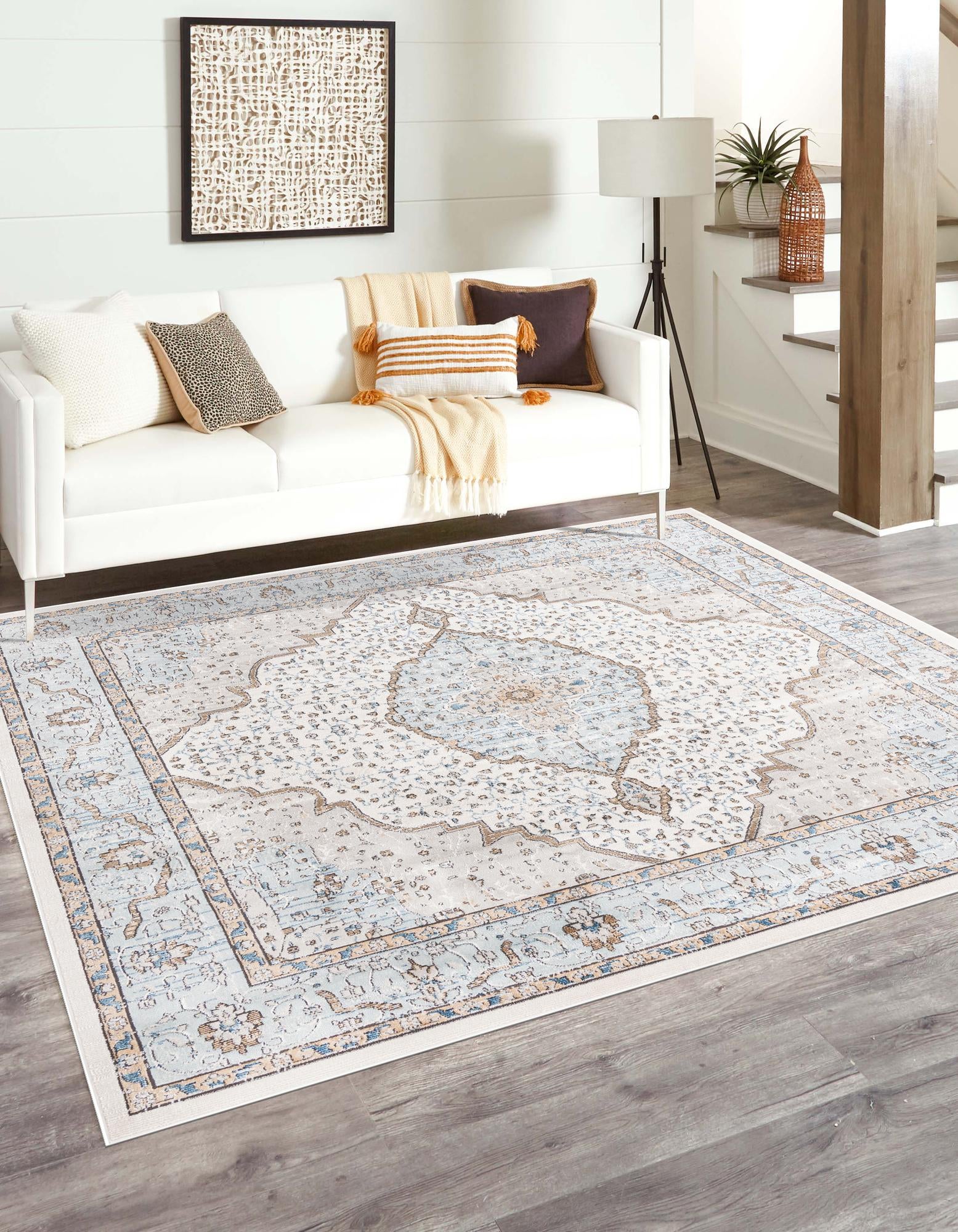 Blue 10' x 10' Nyla Square Rug | Rugs.com