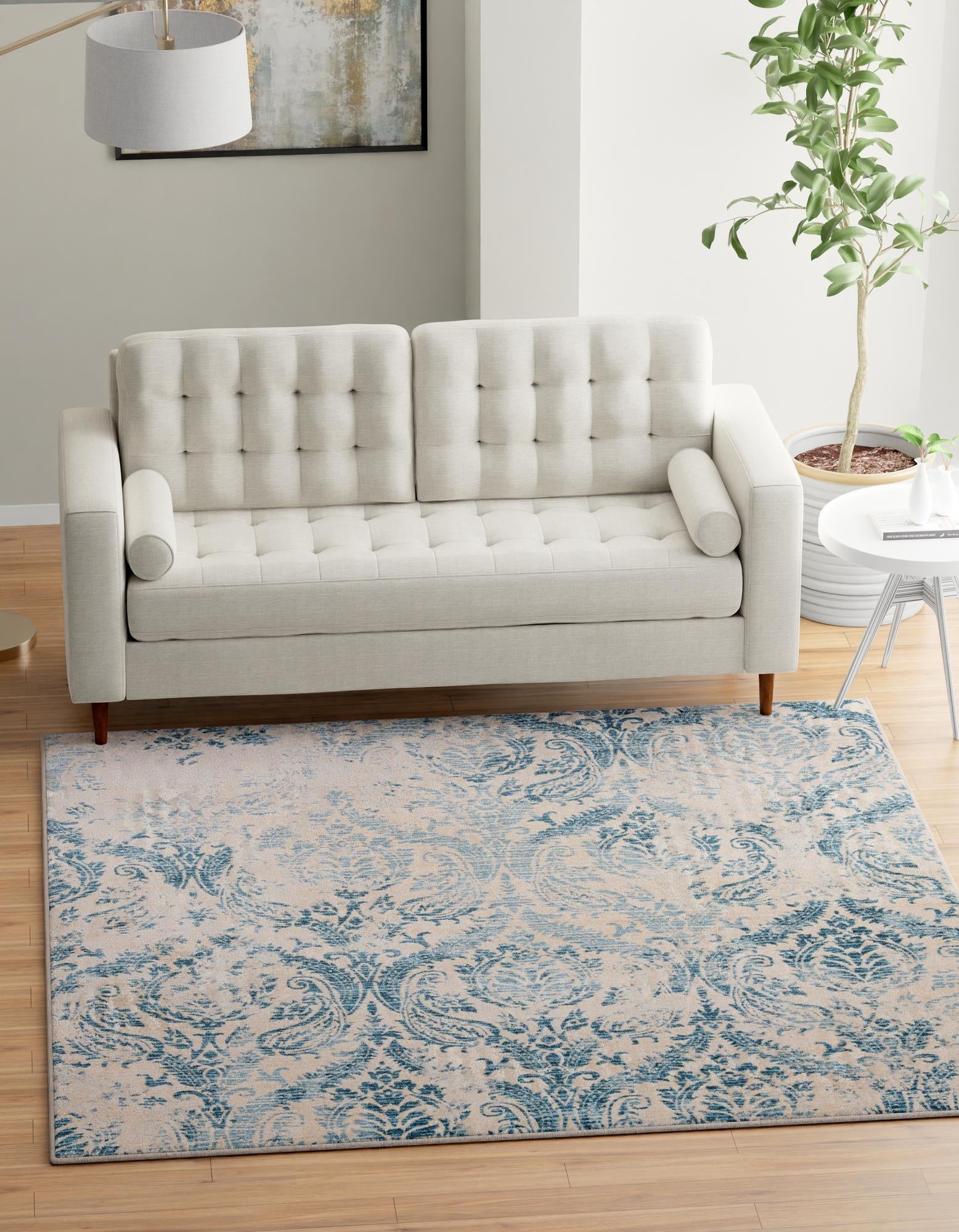 Light Blue 8' x 8' Victoria Square Rug | Rugs.com