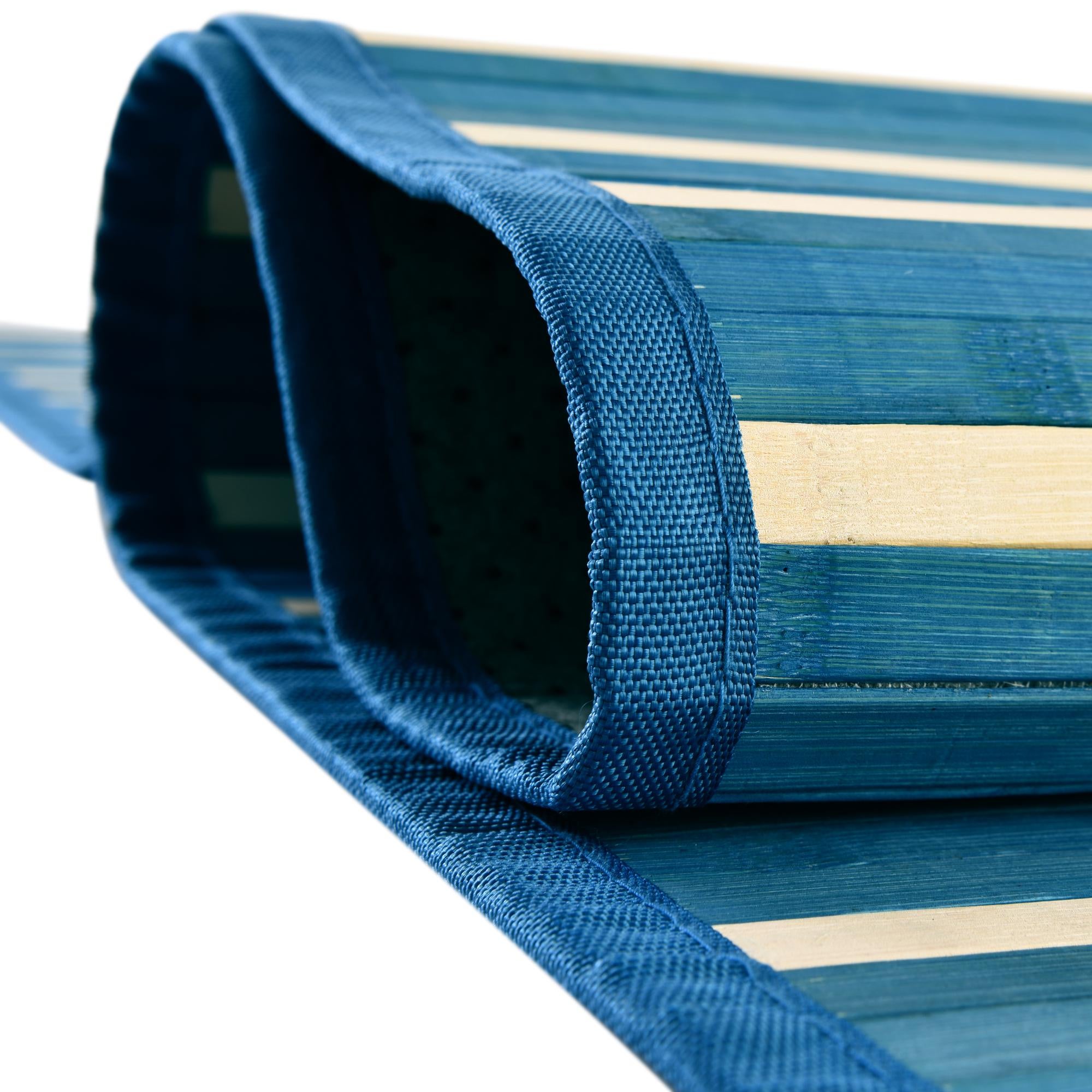 Blue White 3' 3 x 3' 3 Bamboo Round Rug | Rugs.com