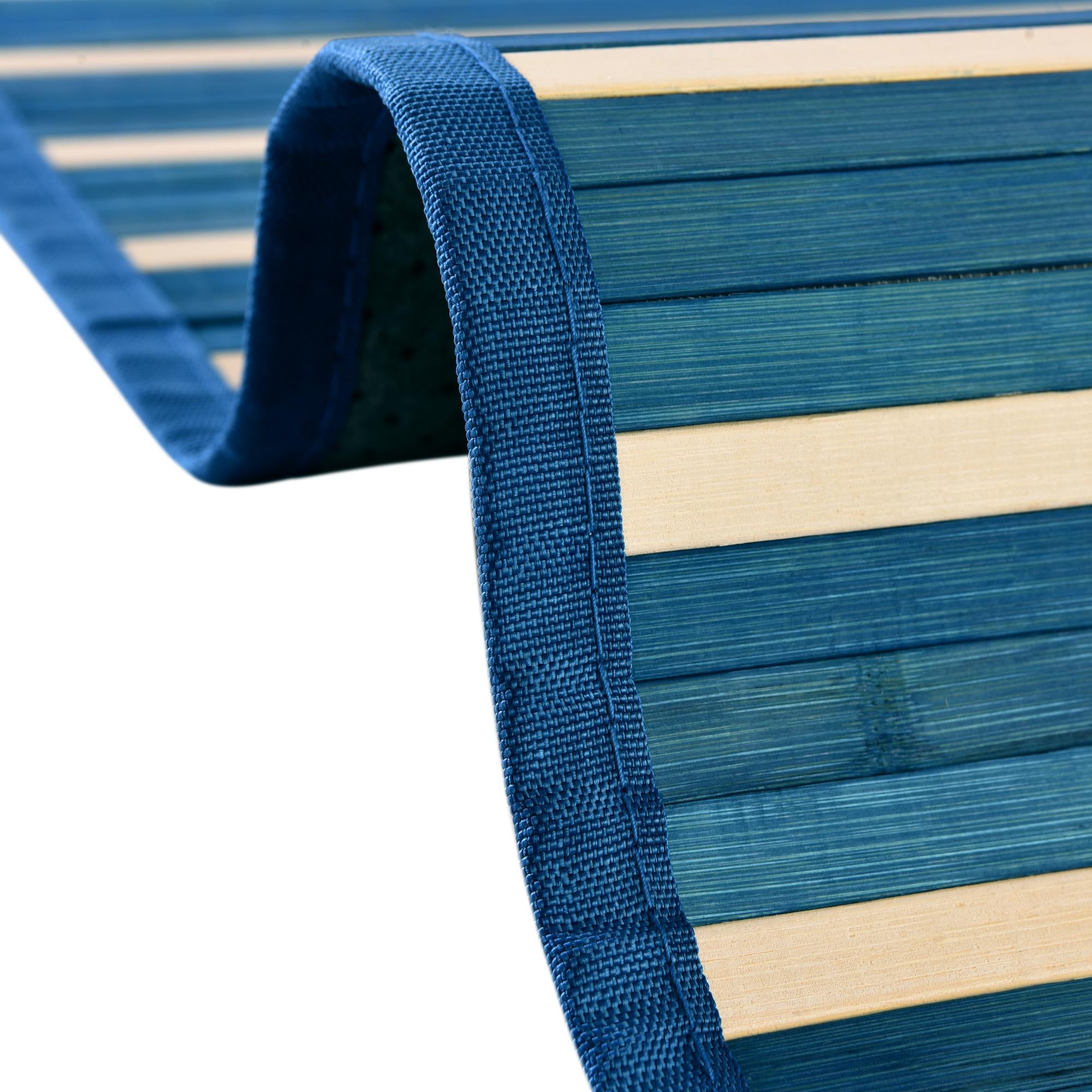 Blue White 3' 3 x 3' 3 Bamboo Round Rug | Rugs.com