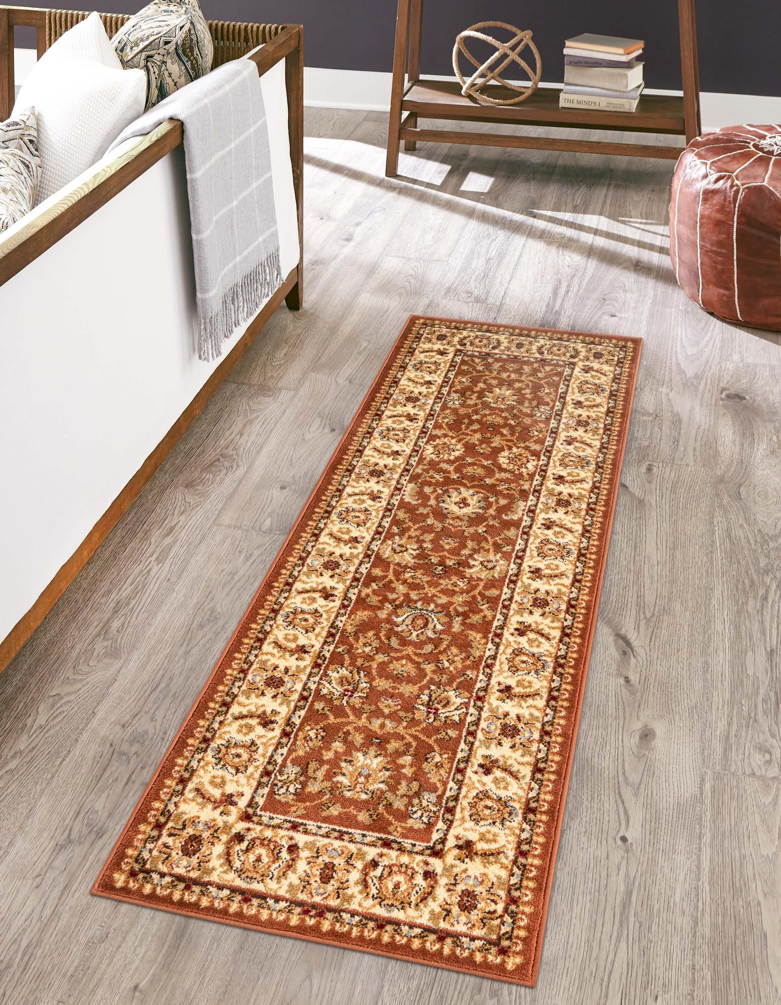 Brick Red Light Rose 2' 7 x 10' Aditi Runner Rug | Rugs.com