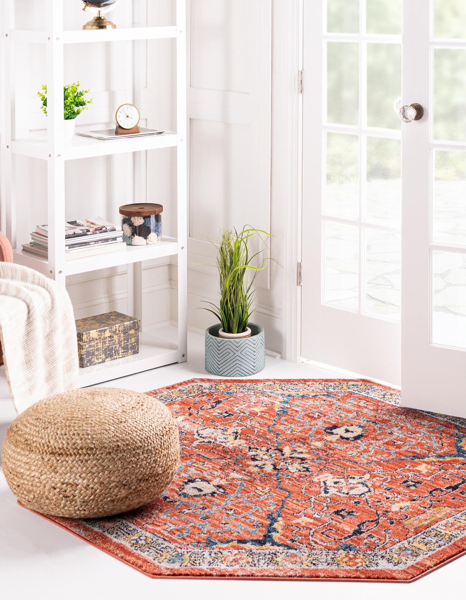 Brick Red 4' x 4' Lola Octagon Rug | Rugs.com