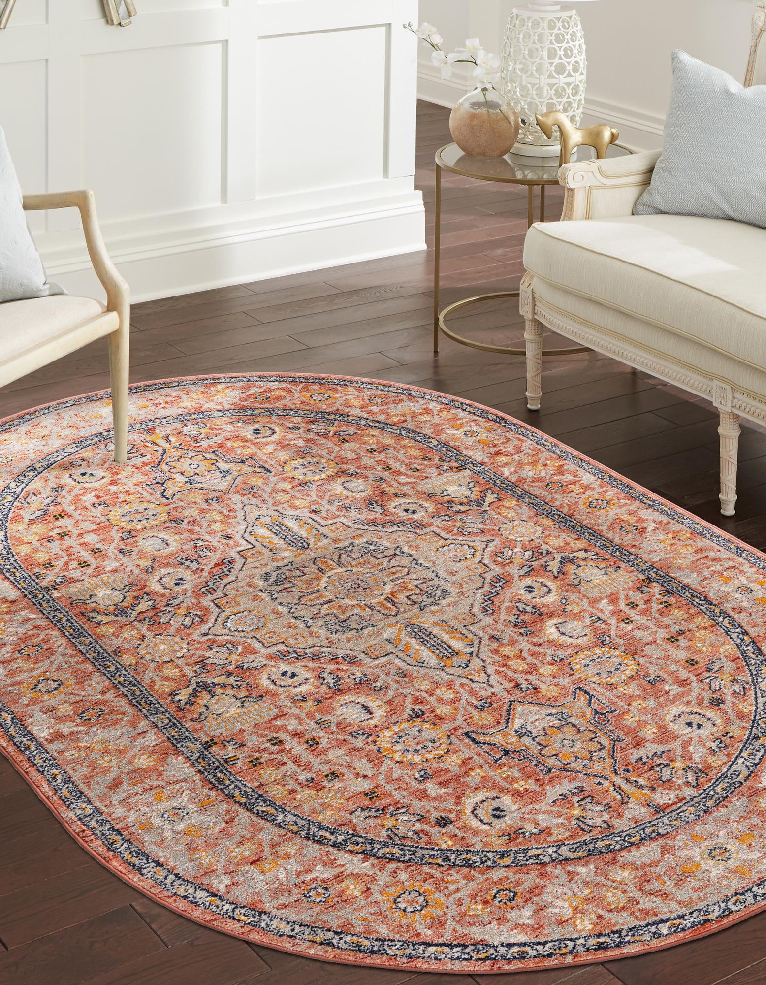 Brick Red 5' 3 x 8' Lola Oval Rug | Rugs.com