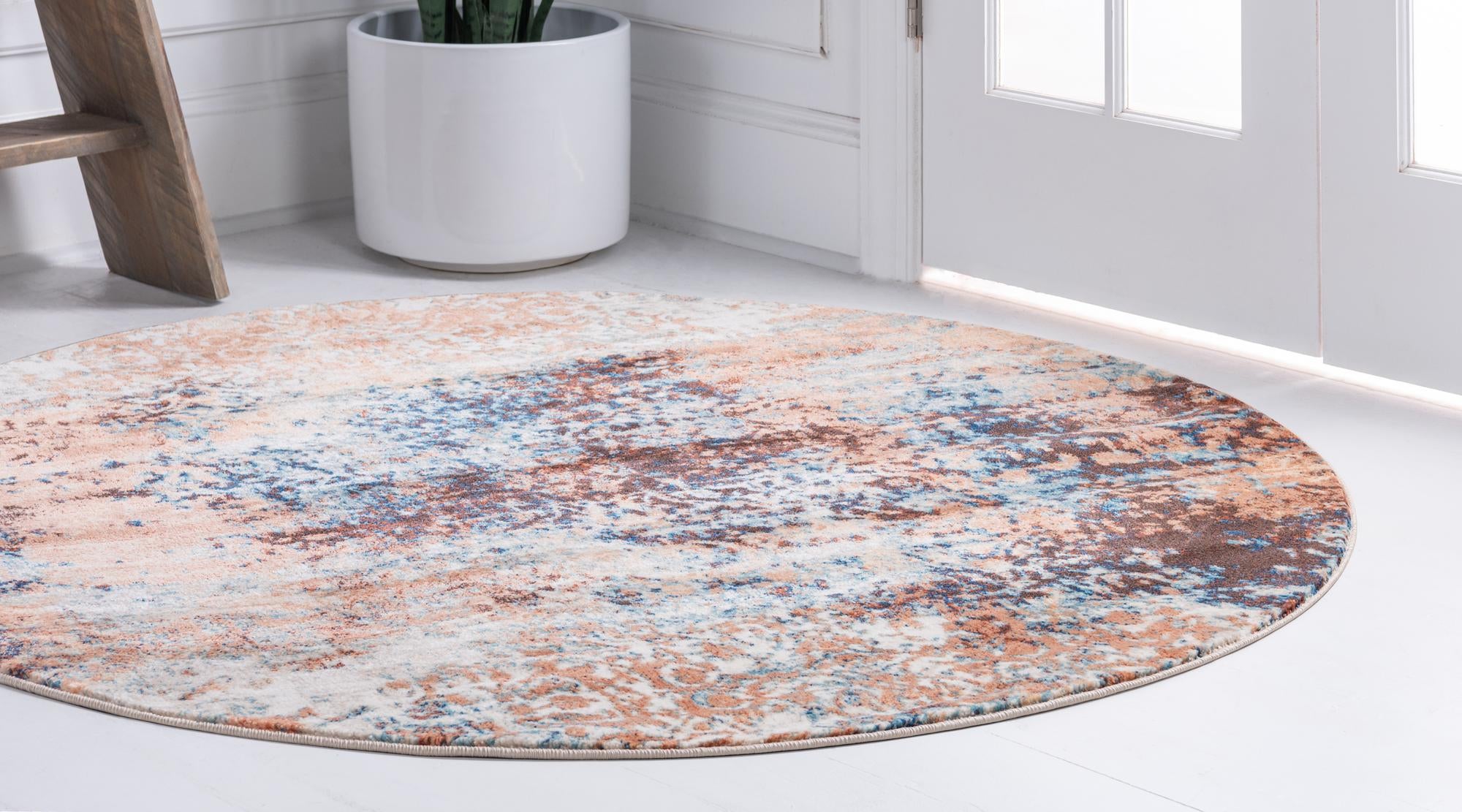 Brick Red 5' x 5' Gossamer Round Rug | Rugs.com