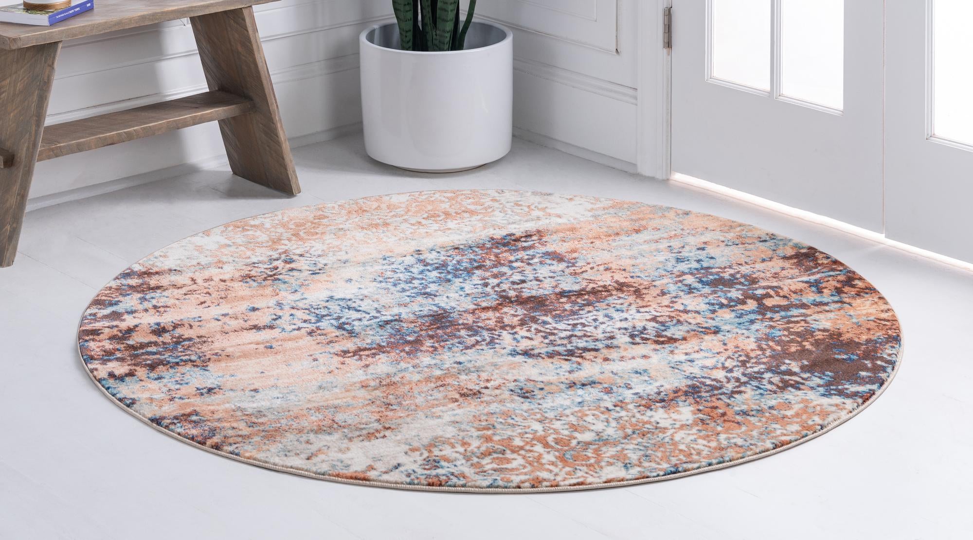 Brick Red 5' x 5' Gossamer Round Rug | Rugs.com