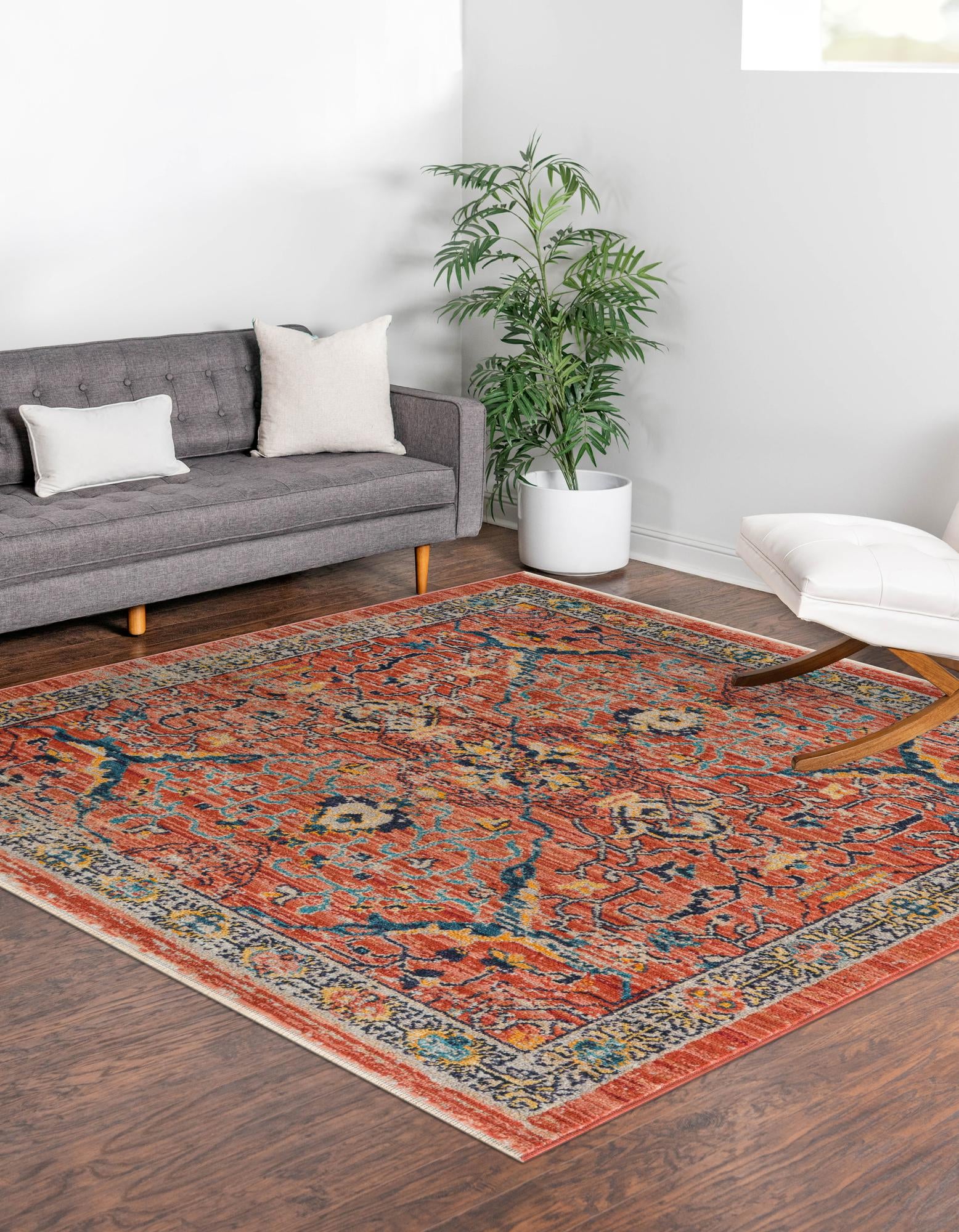 Brick Red 7' 10 x 7' 10 Lola Square Rug | Rugs.com