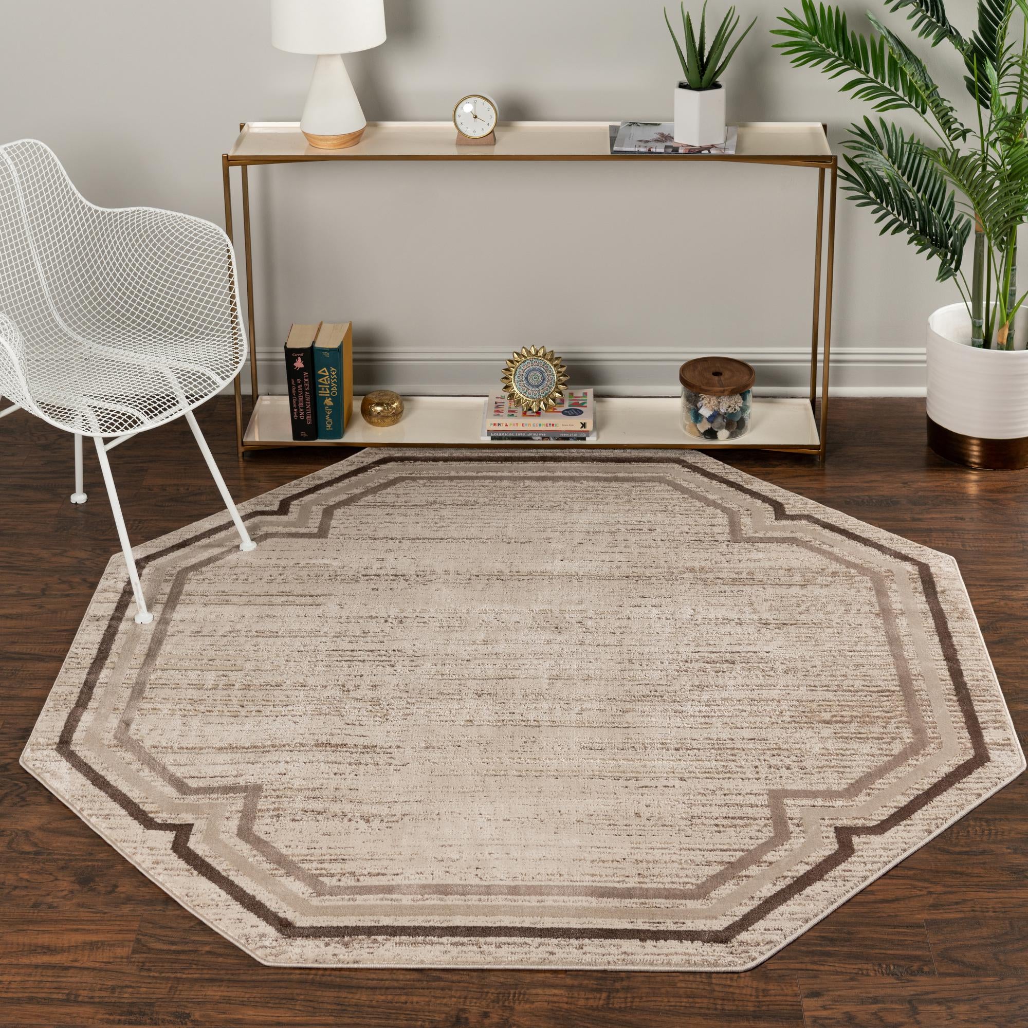 Brown 6' x 6' Oasis Octagon Rug | Rugs.com