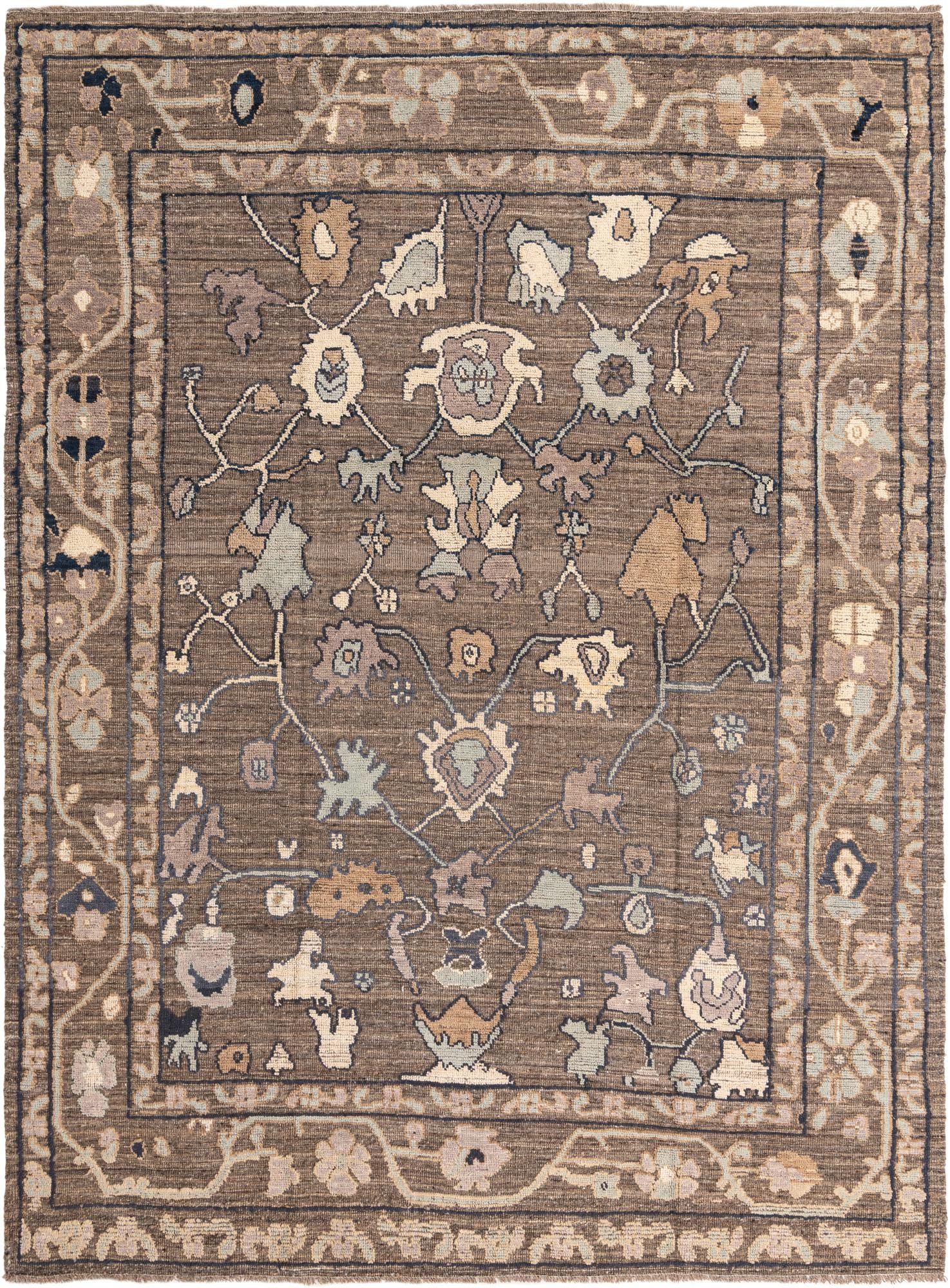 Brown 9' x 12' 2 Hand Knotted Oushak Wool Rug | Rugs.com
