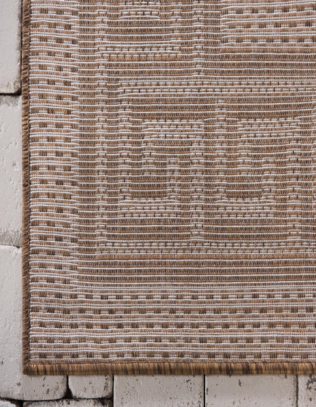 Brown 8' x 11' 4 Border Indoor / Outdoor Rug | Rugs.com