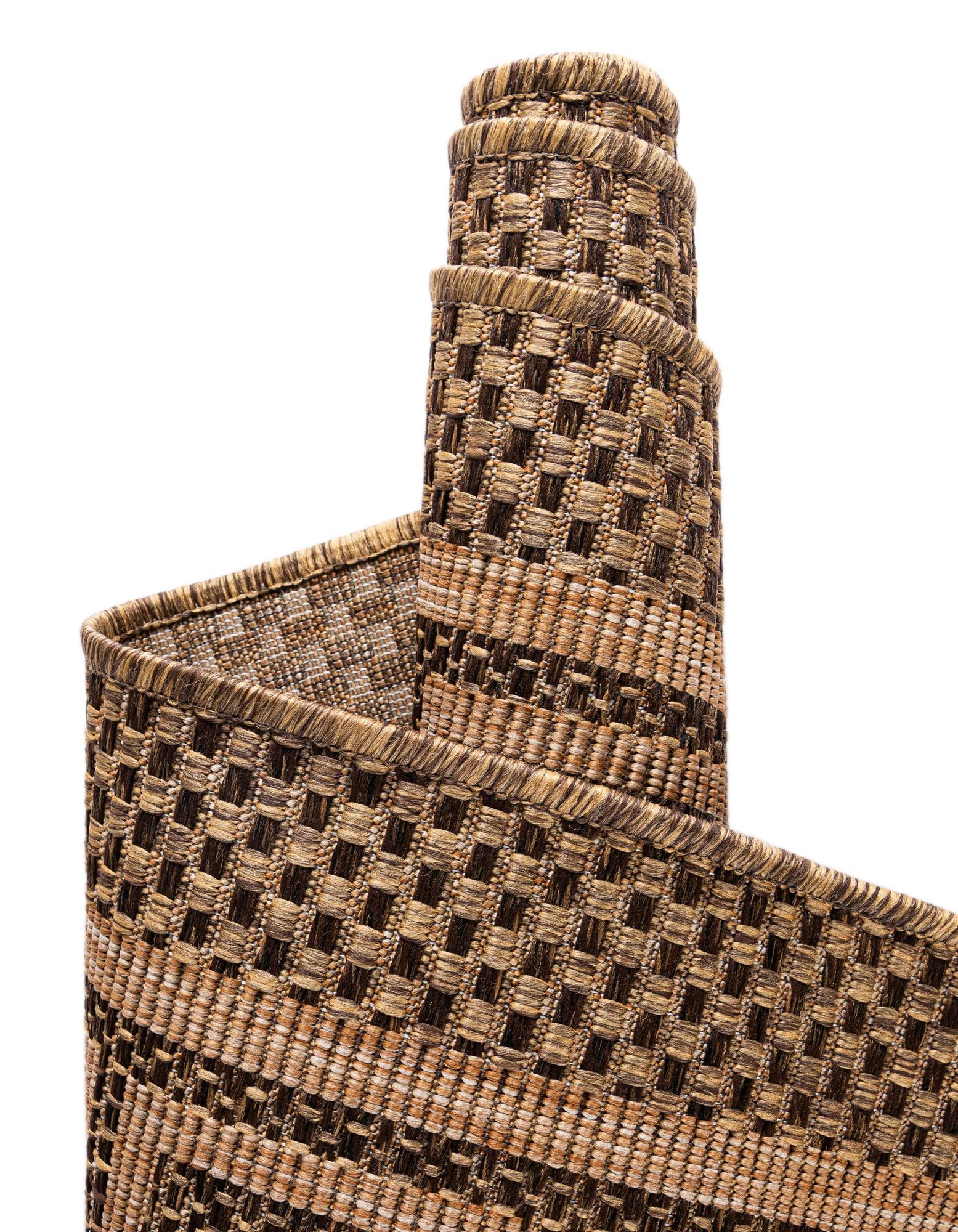 Brown 8' x 11' 4 Border Indoor / Outdoor Rug | Rugs.com