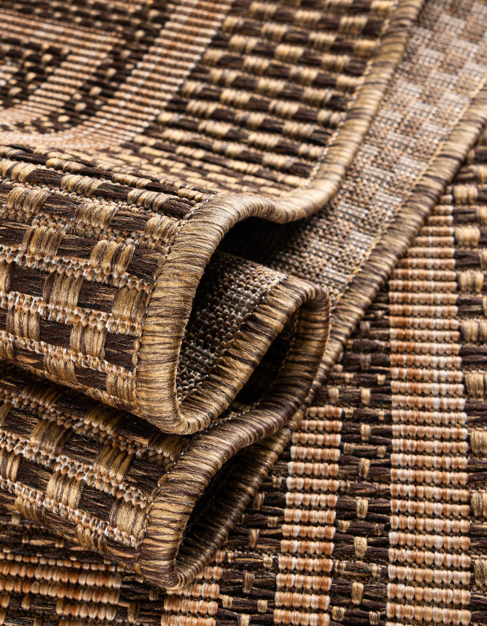 Brown 8' x 11' 4 Border Indoor / Outdoor Rug | Rugs.com