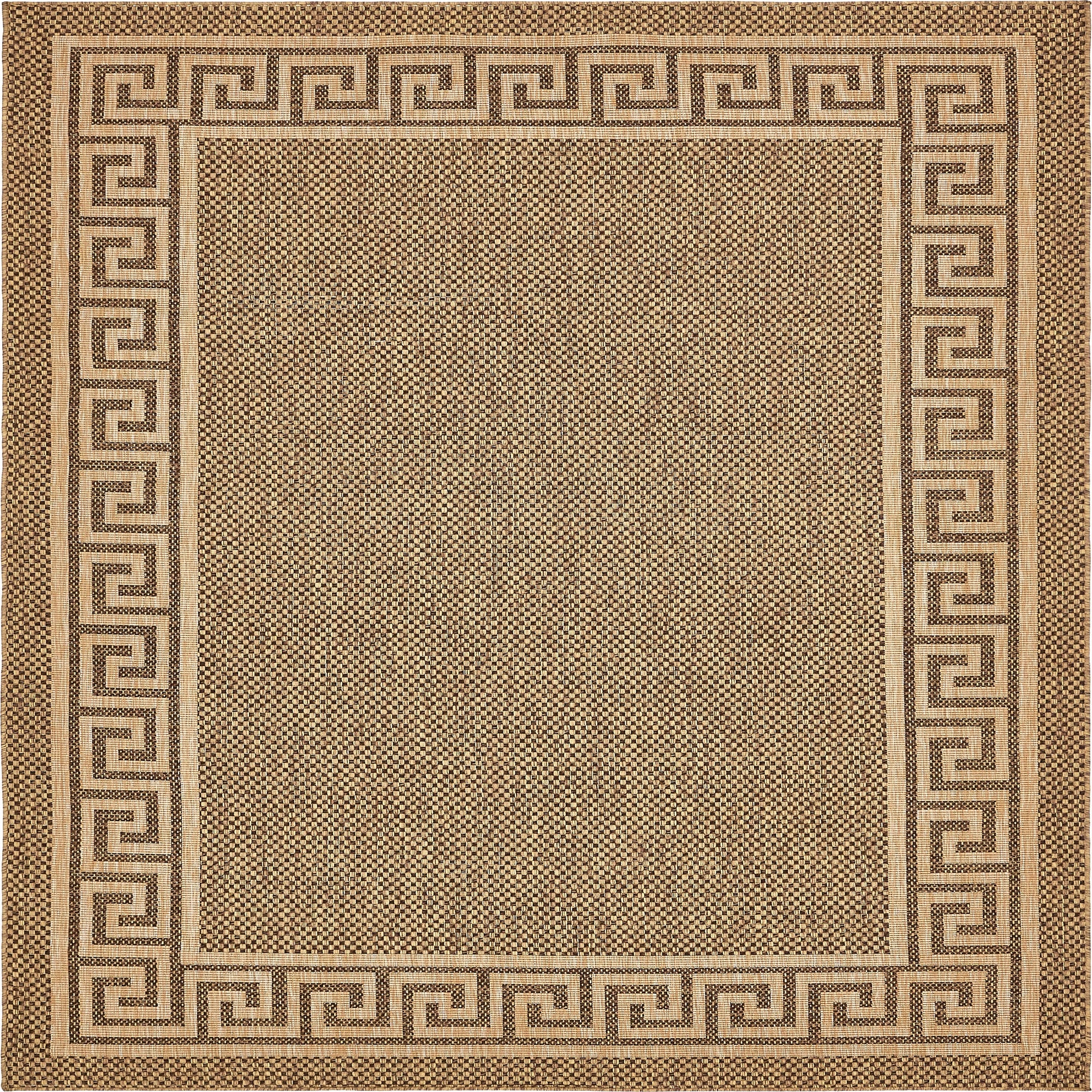 Brown 8' x 11' 4 Border Indoor / Outdoor Rug | Rugs.com