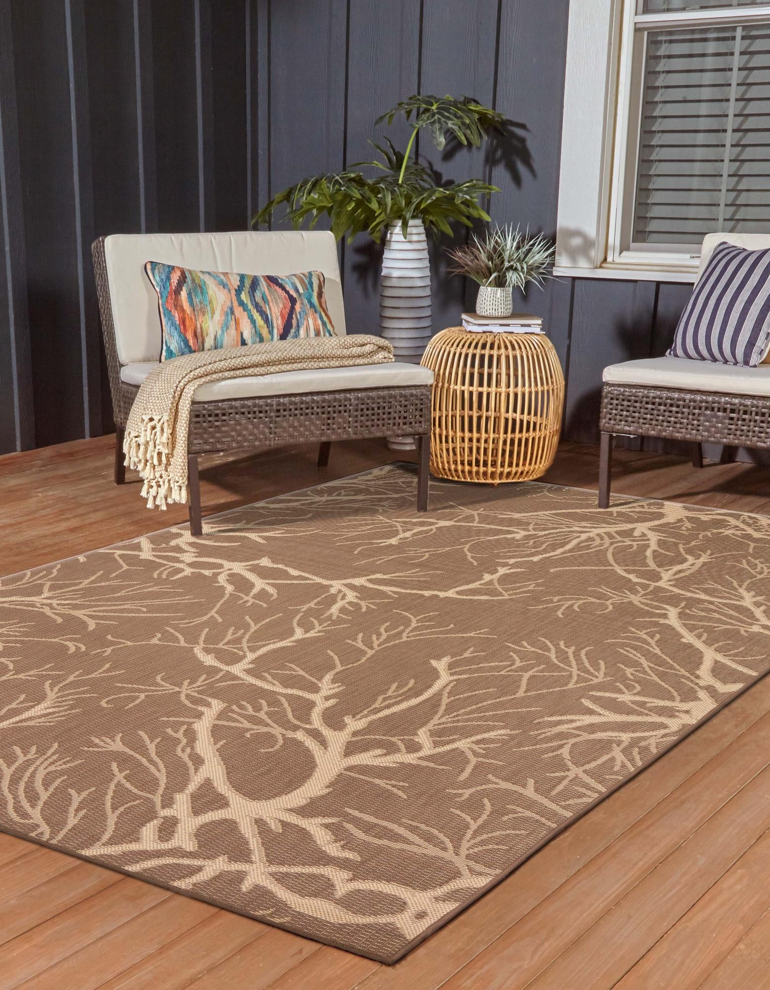 Brown 8' x 11' 4 Botanical Indoor / Outdoor Rug | Rugs.com