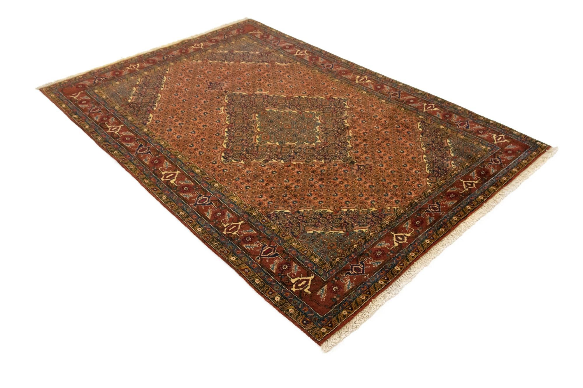 Brown 6' 6 x 9' 8 Hand Knotted Yazd Persian Wool Rug | Rugs.com