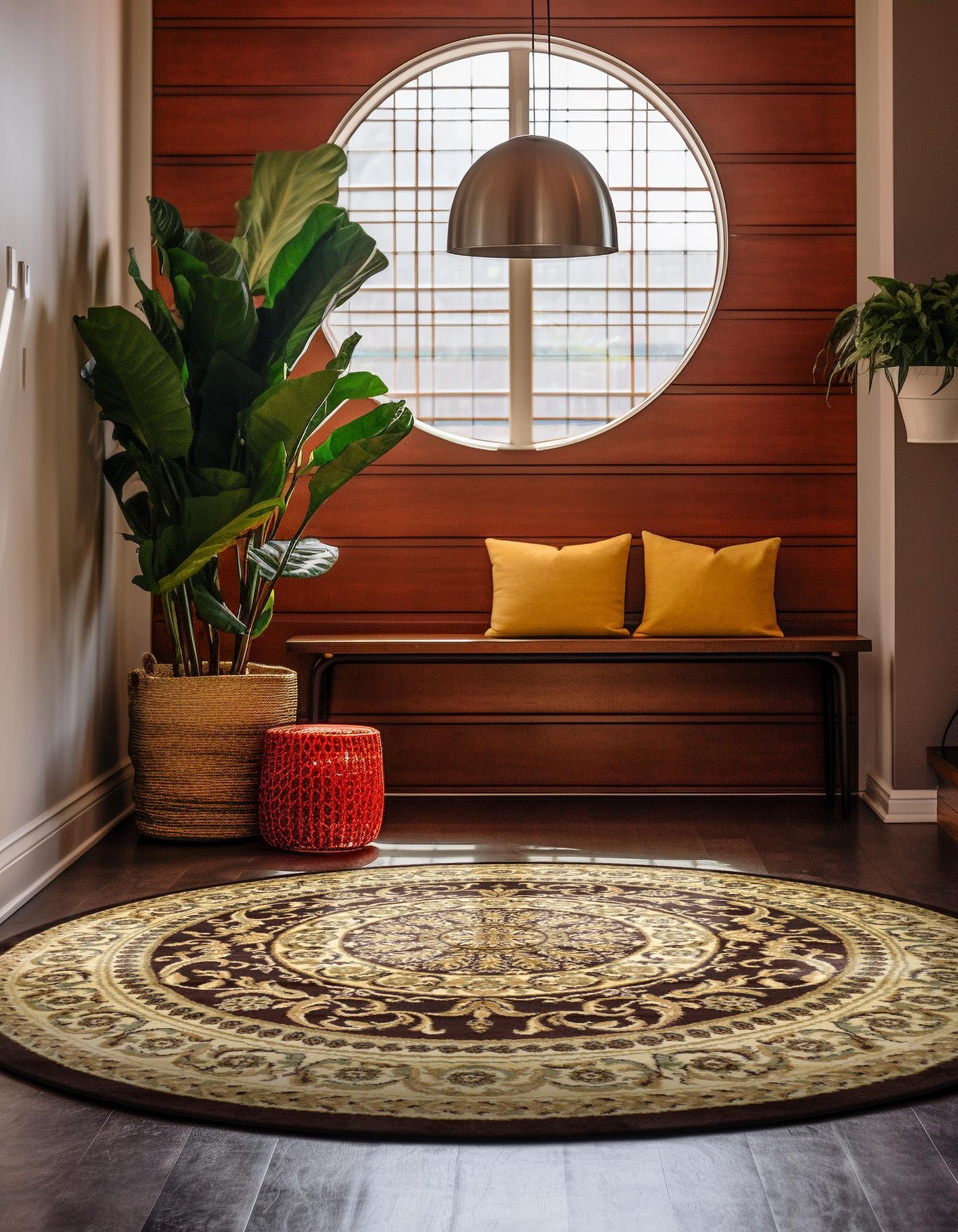 Brown 6' x 6' Chateau Round Rug | Rugs.com