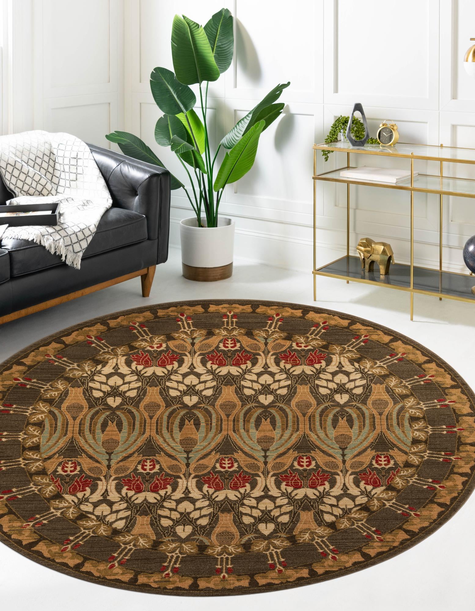 Brown 7' 10 x 7' 10 Chelsea Round Rug | Rugs.com
