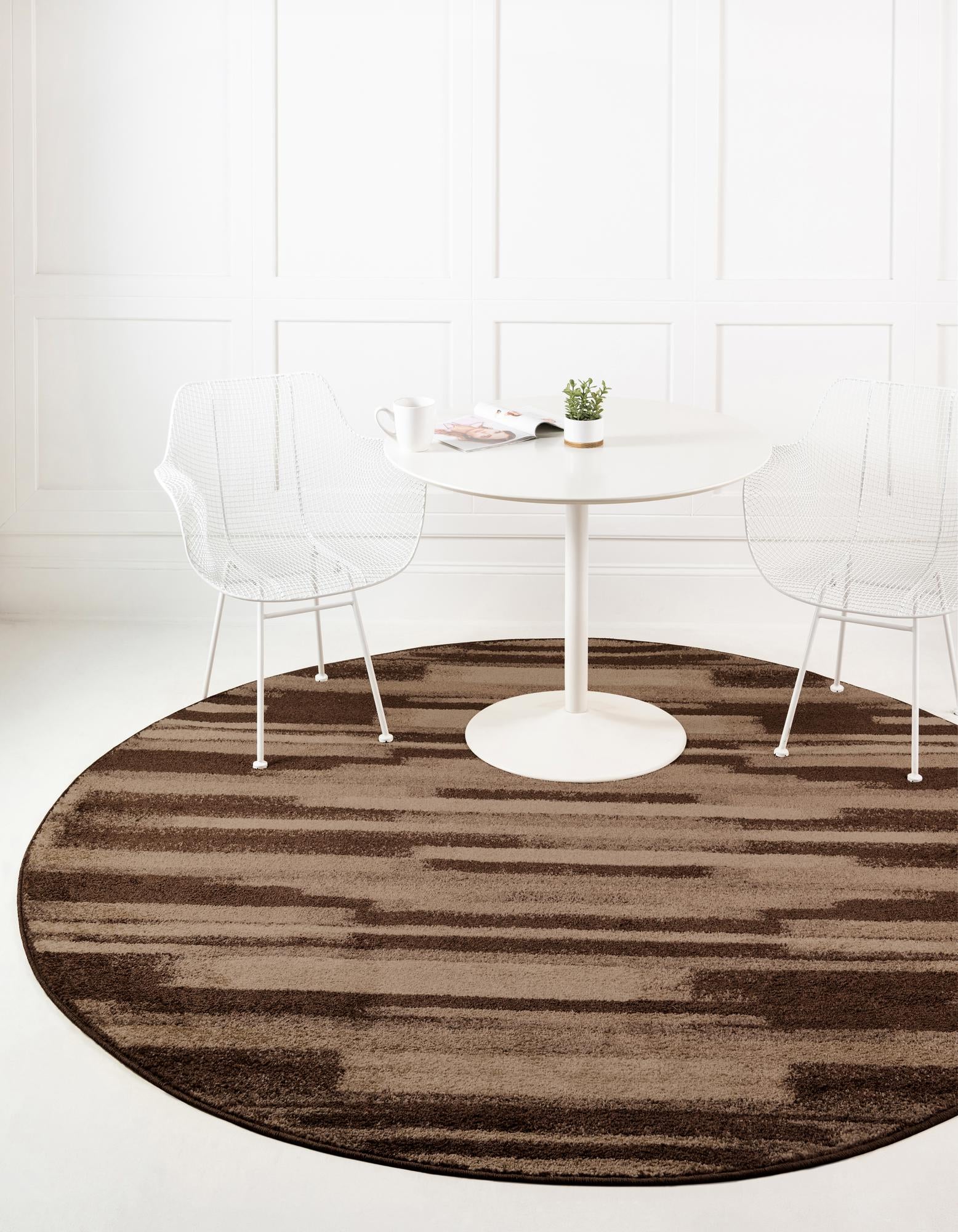 Brown 8' x 8' Equinox Round Rug | Rugs.com