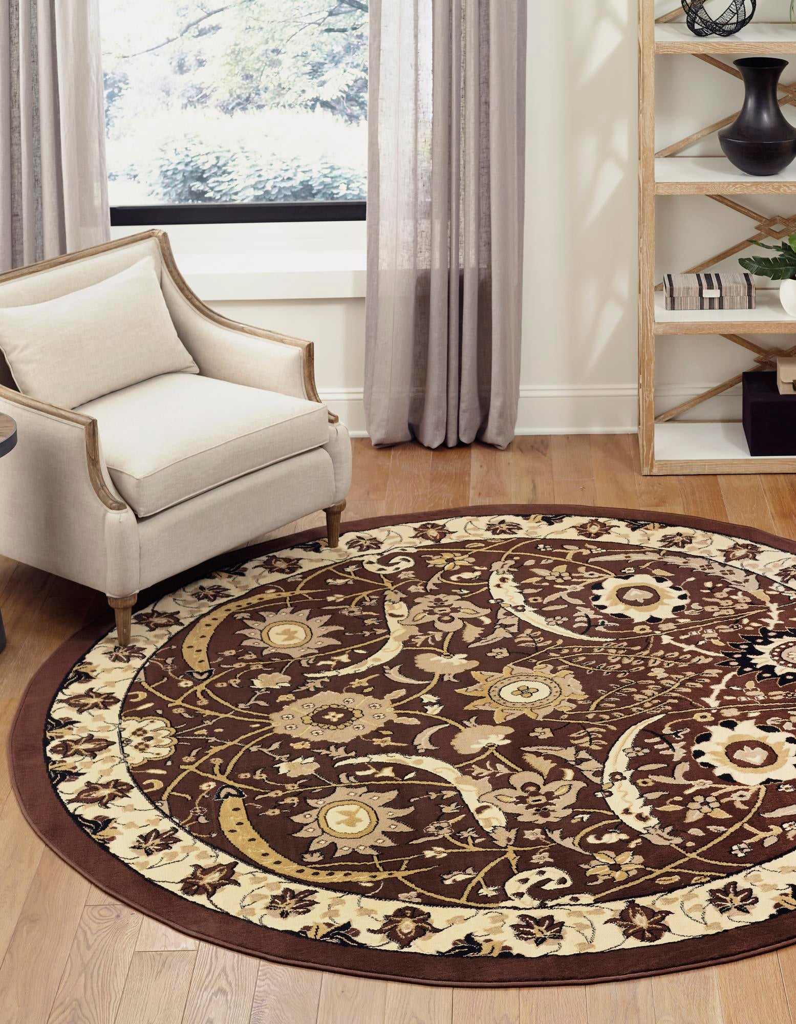 Brown 6' x 6' Chateau Round Rug | Rugs.com