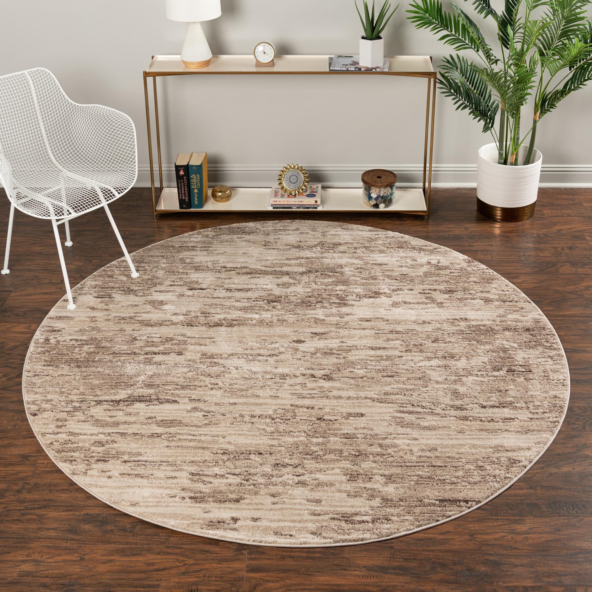 Brown 4' x 4' Oasis Round Rug | Rugs.com