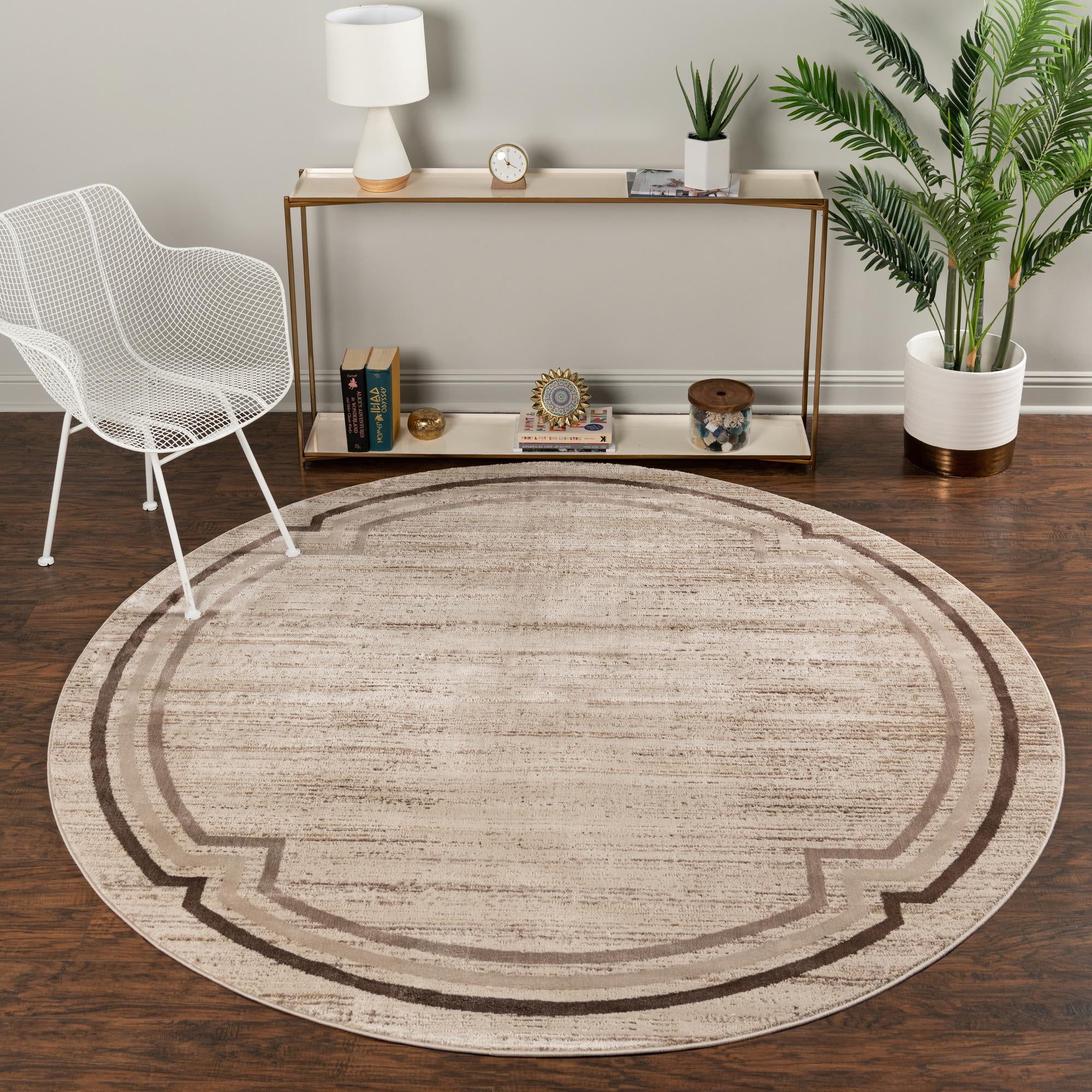Brown 7' x 7' Oasis Round Rug | Rugs.com