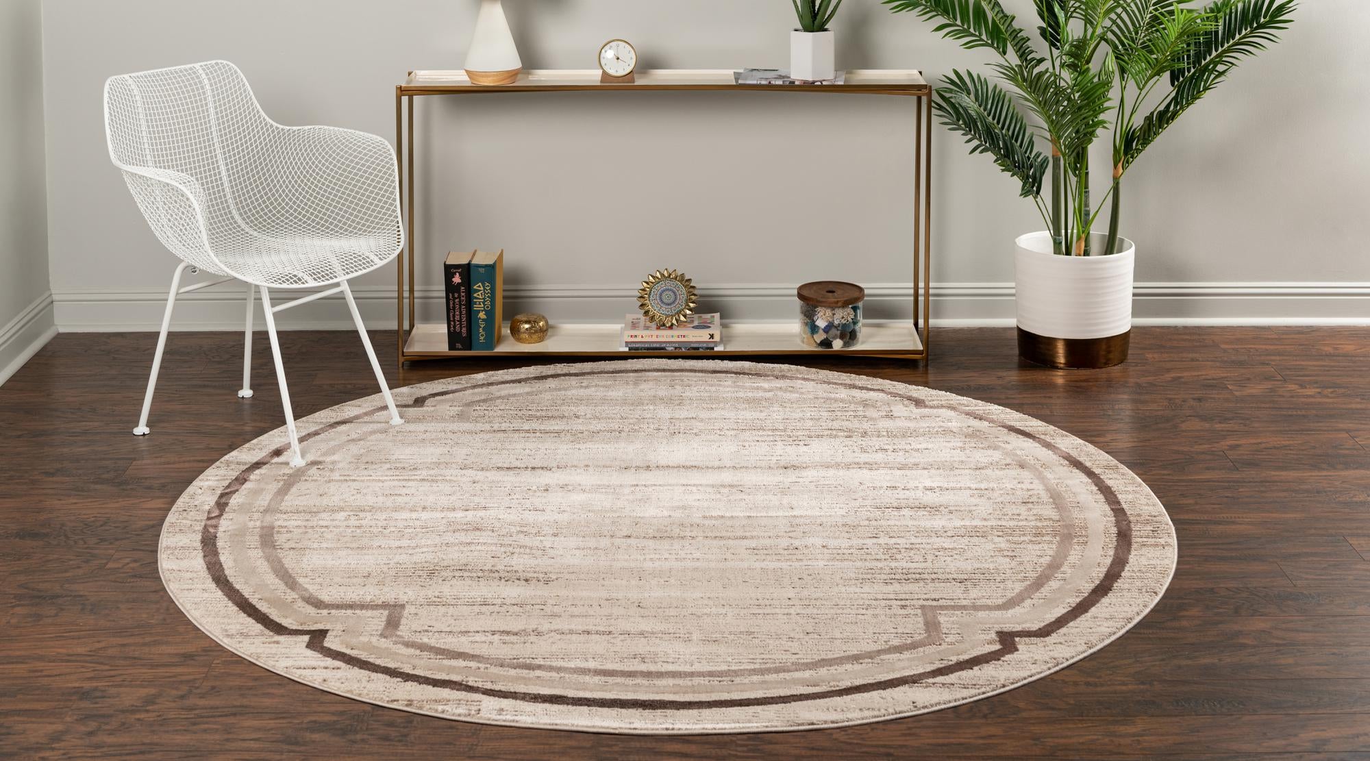 Brown 7' x 7' Oasis Round Rug | Rugs.com